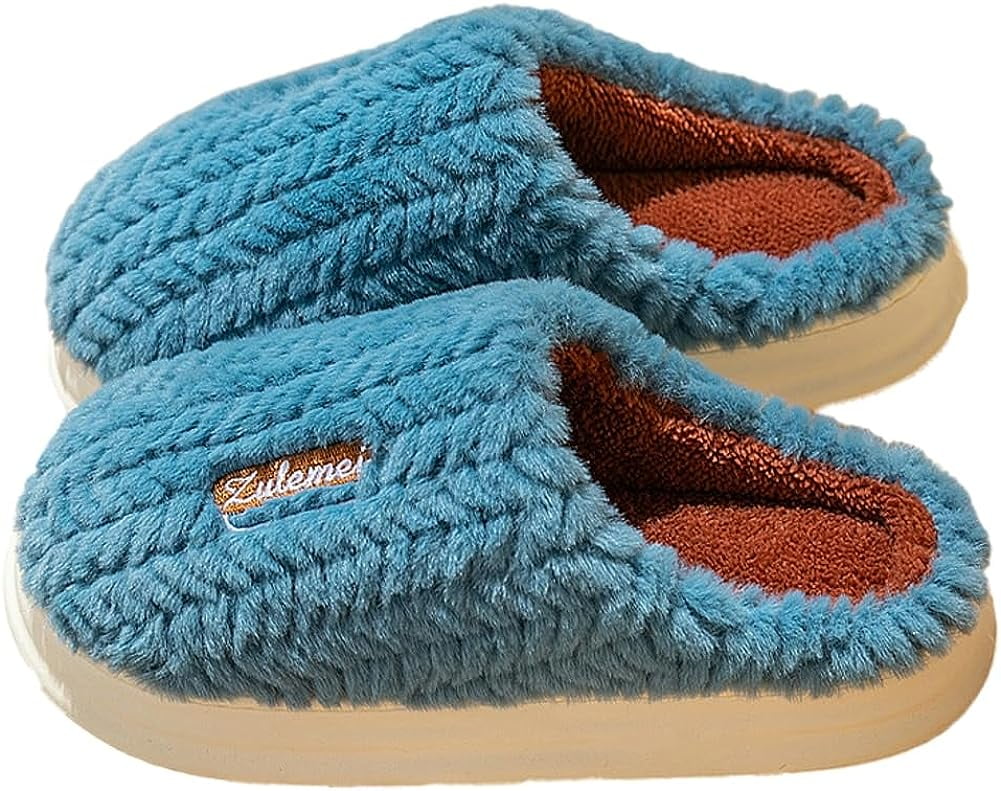 Furry Faux Fur Slippers for Men Women Cozy Fluffy House Slippers Slip ...