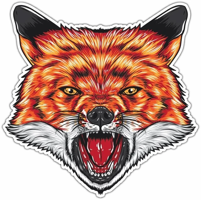 Furry Fox Face Animal Wildlife Car Stickerphone Decal Water Bottle ...