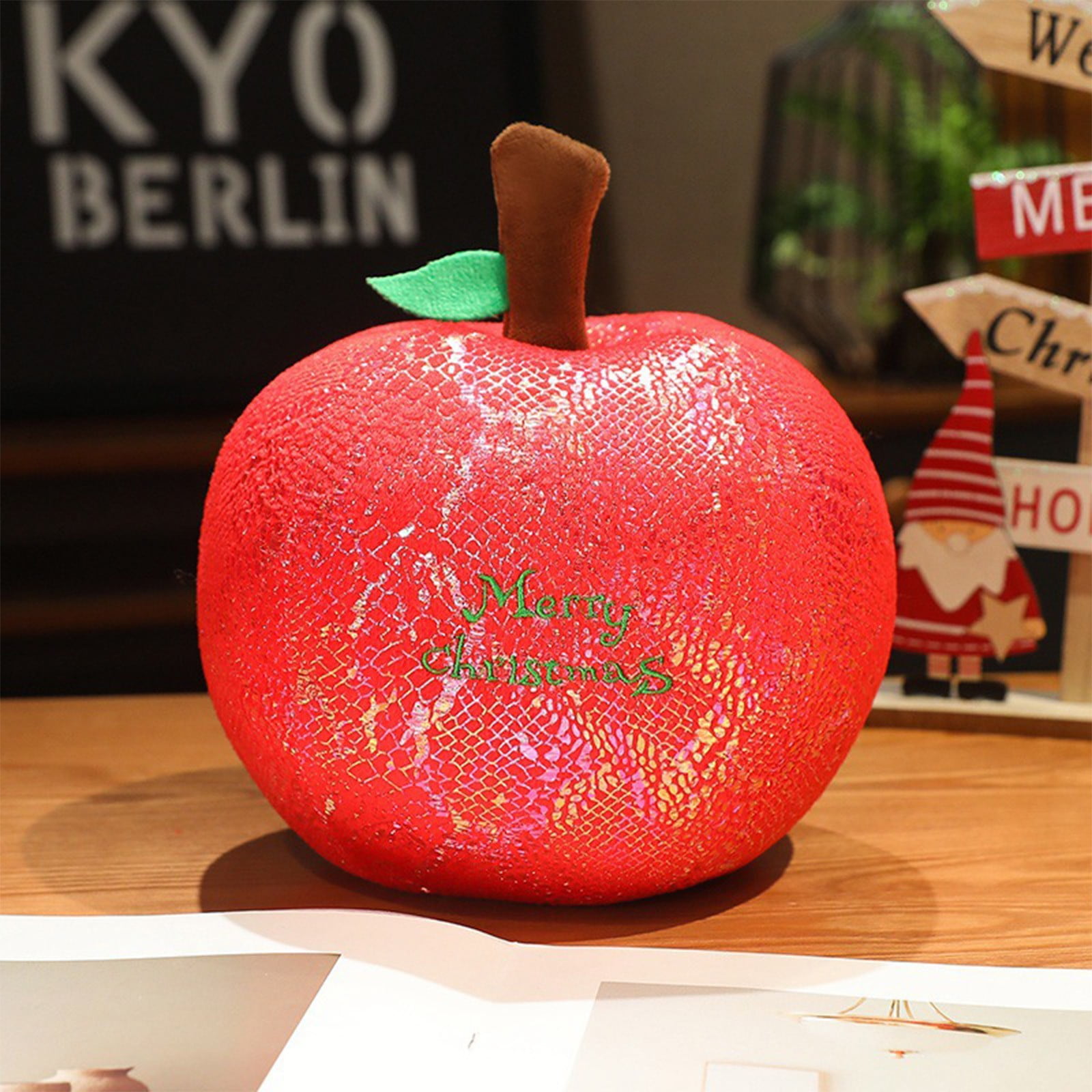 Furry Fruit Pillow For Christmas Decor, Plush Cushion And Display Piece ...