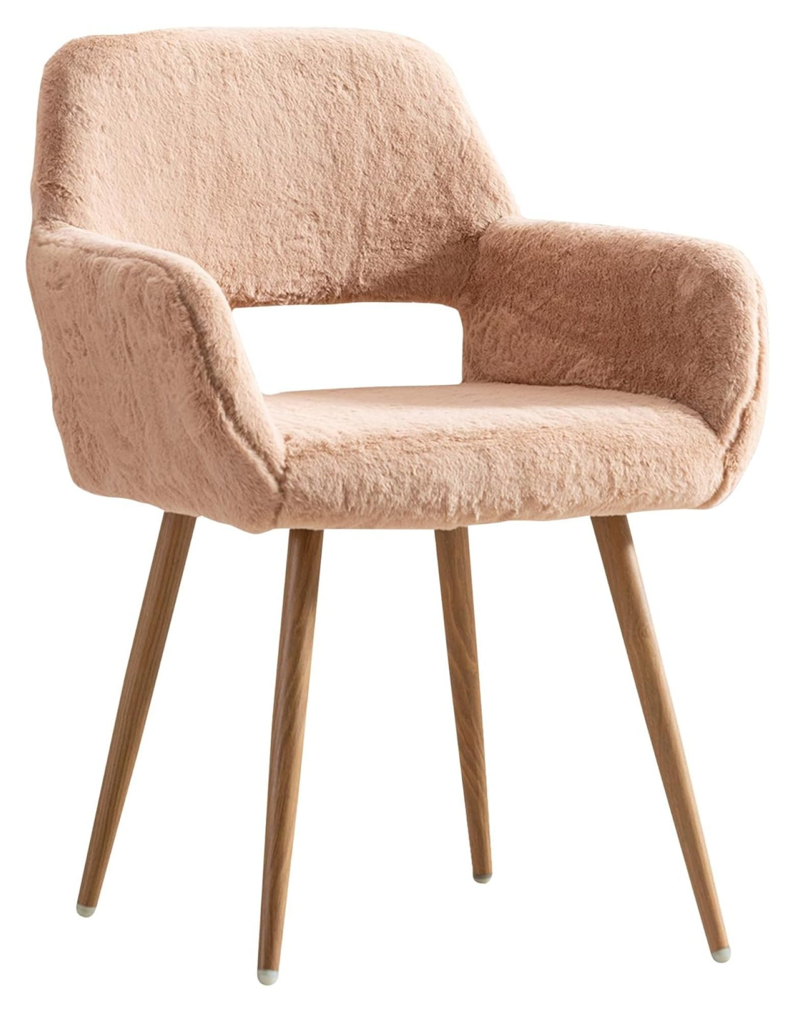 Furry Home Office Desk Chair, Faux Fur Vanity Chair with Hollow-Out ...