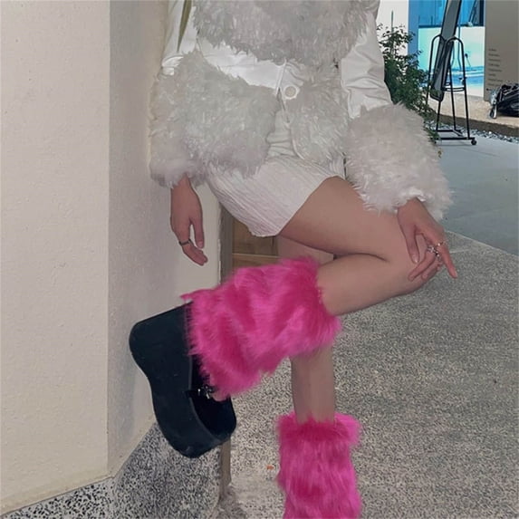 Furry Imitation Socks Womens Soft Non-stretch Faux Fur Leg Warm Boot ...