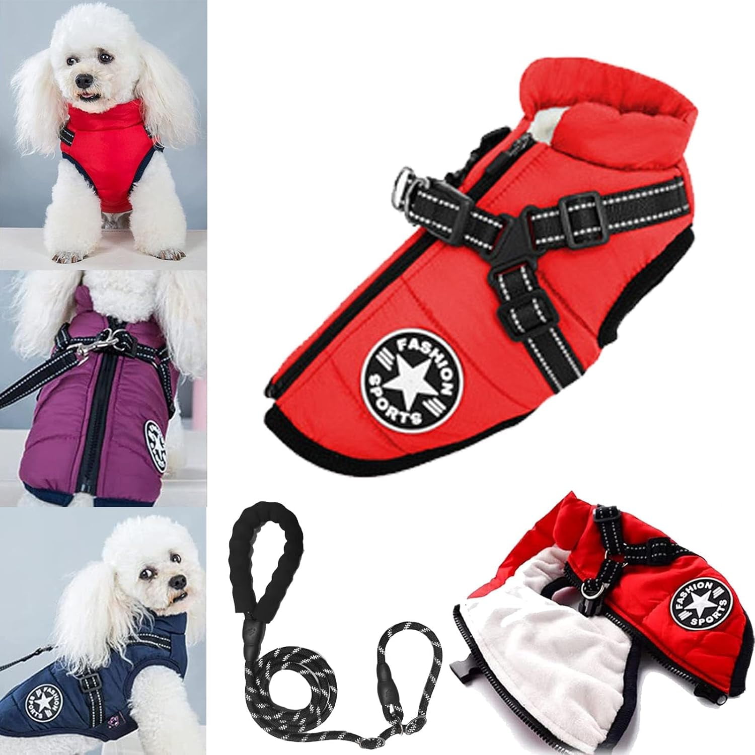 Furry King Dog Winter Coat, Furry King Dog Winter Coat with Harness ...