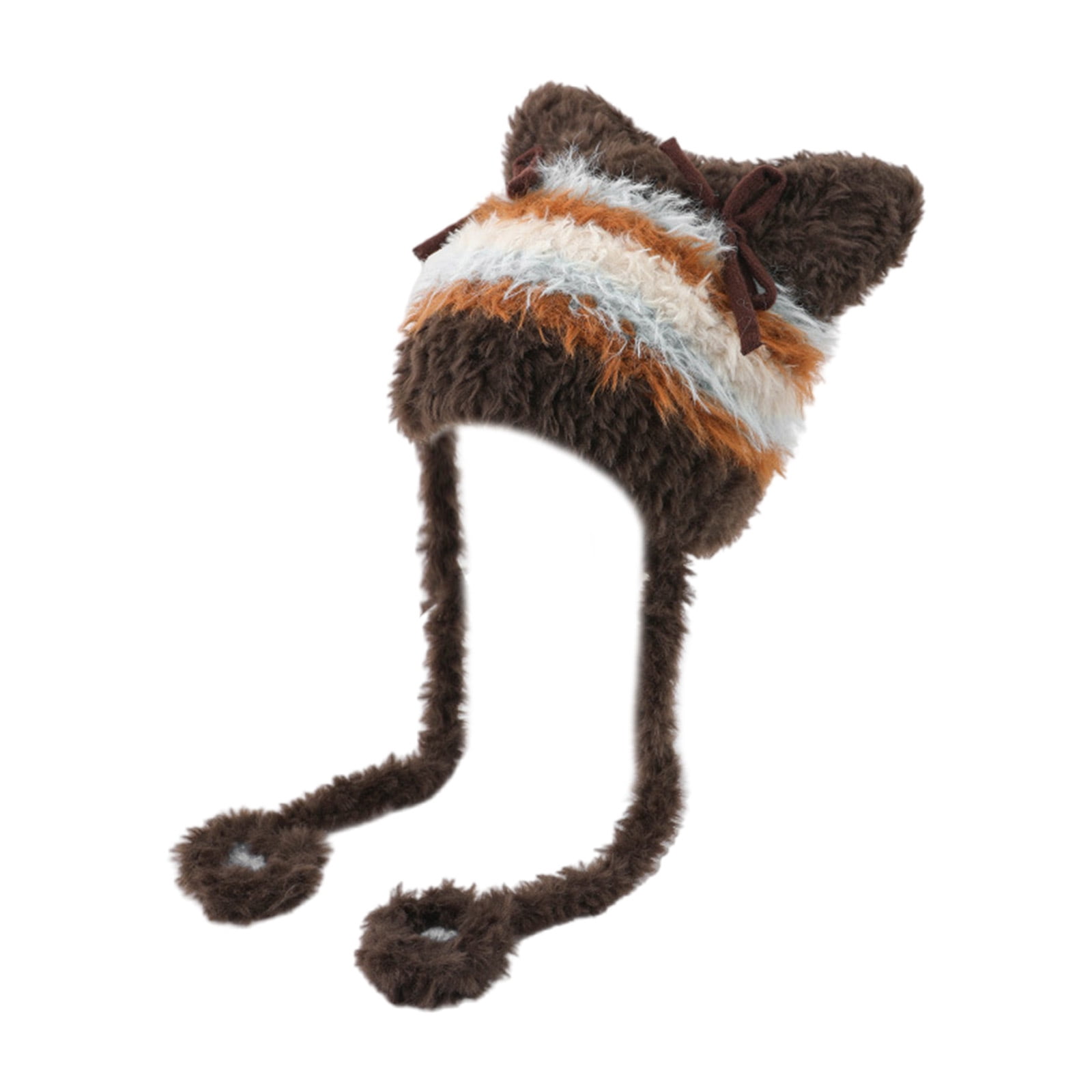Furry Knit Head Wrap Furry Kitten Soft Thicken Caps for Women Outdoor ...