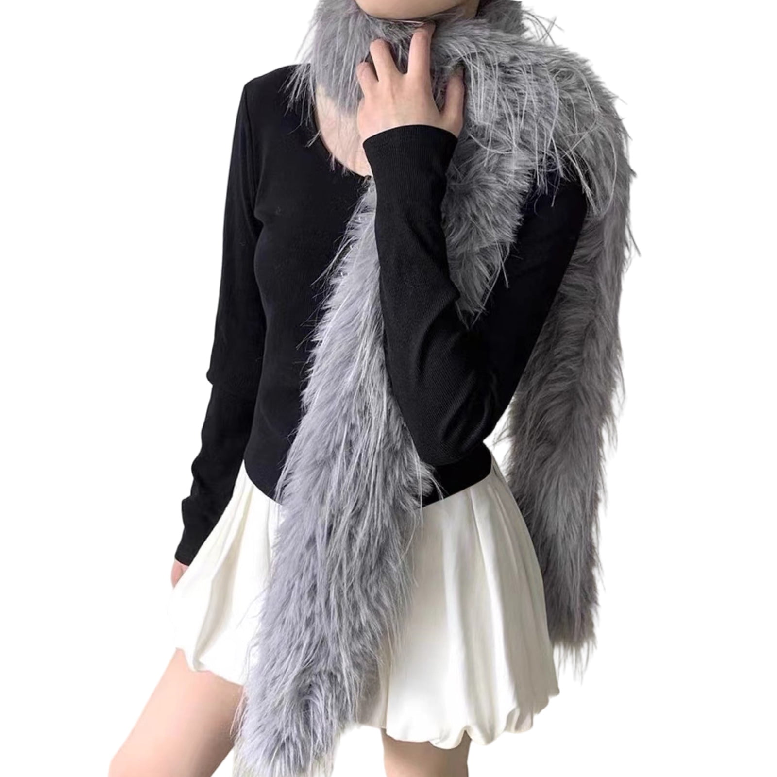 Furry Long Plush Neck Warmer Daily Use Scarf Office Lady Collar for ...