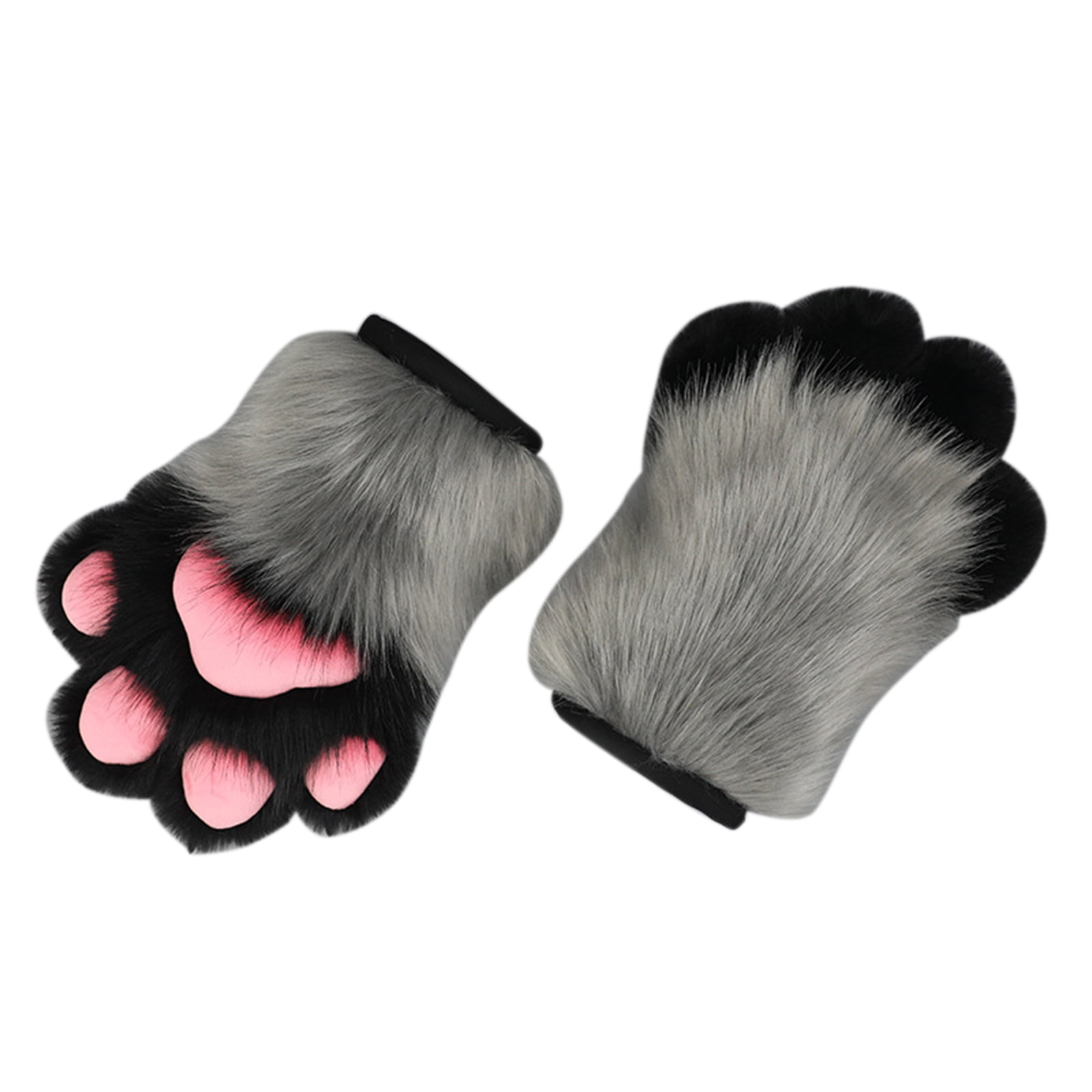 Furry Paw Gloves Cute Dog Paw Cosplays Faux Plush Wolf Bear Paw Mittens ...