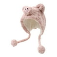 Furry Piggy Ear Hat for Adult Teens Plush Earflap Hat for Shopping ...