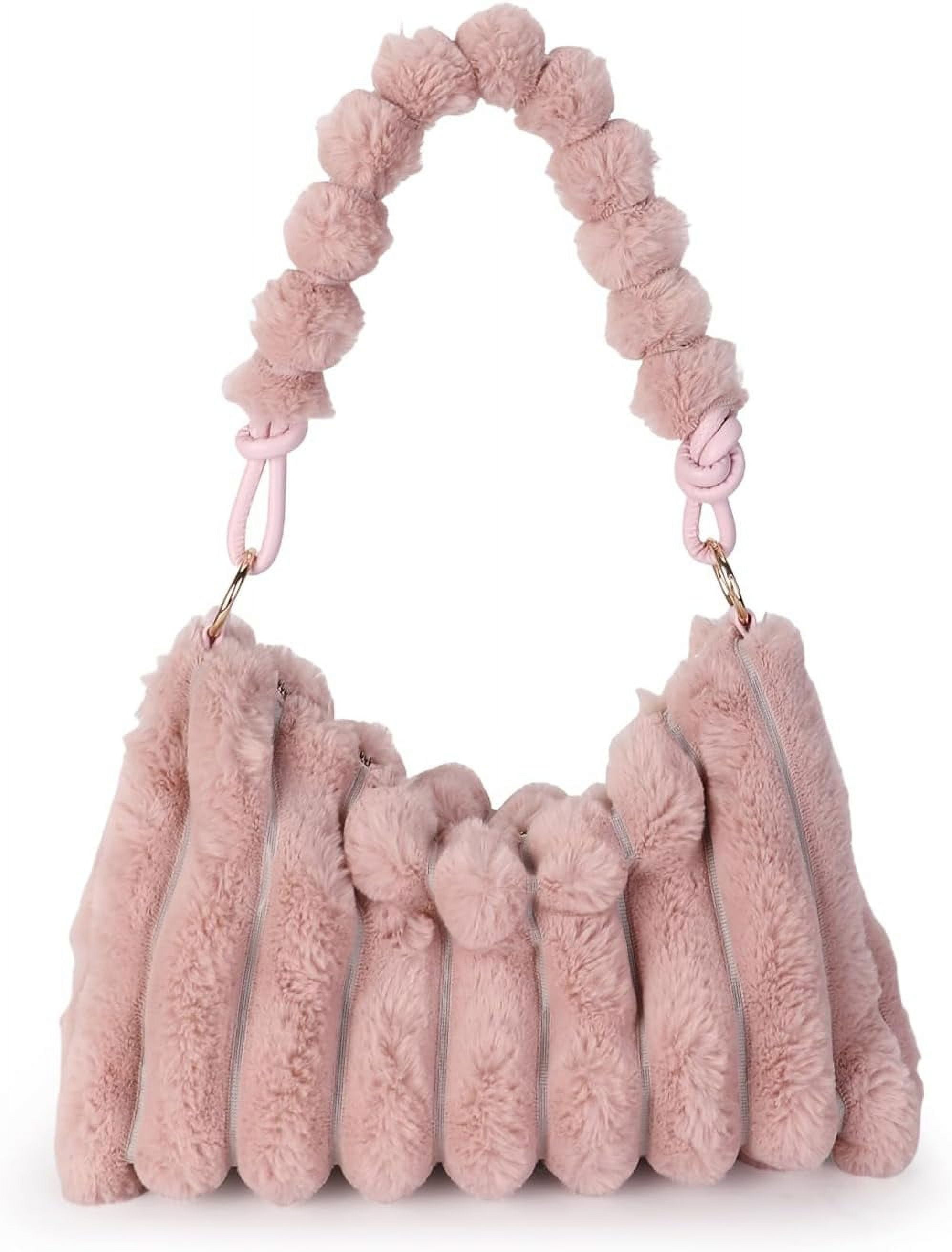 Furry Purse for Women Y2K Fluffy Shoulder Bag Faux Fur Purse Fuzzy Tote ...