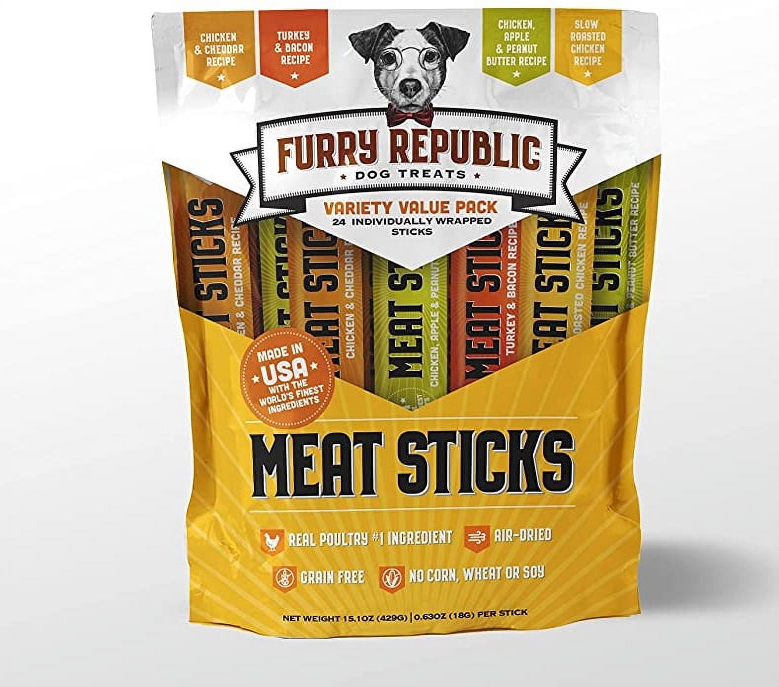 Furry Republic Meat Sticks 24ct Variety Value Pack 24 Individual ...