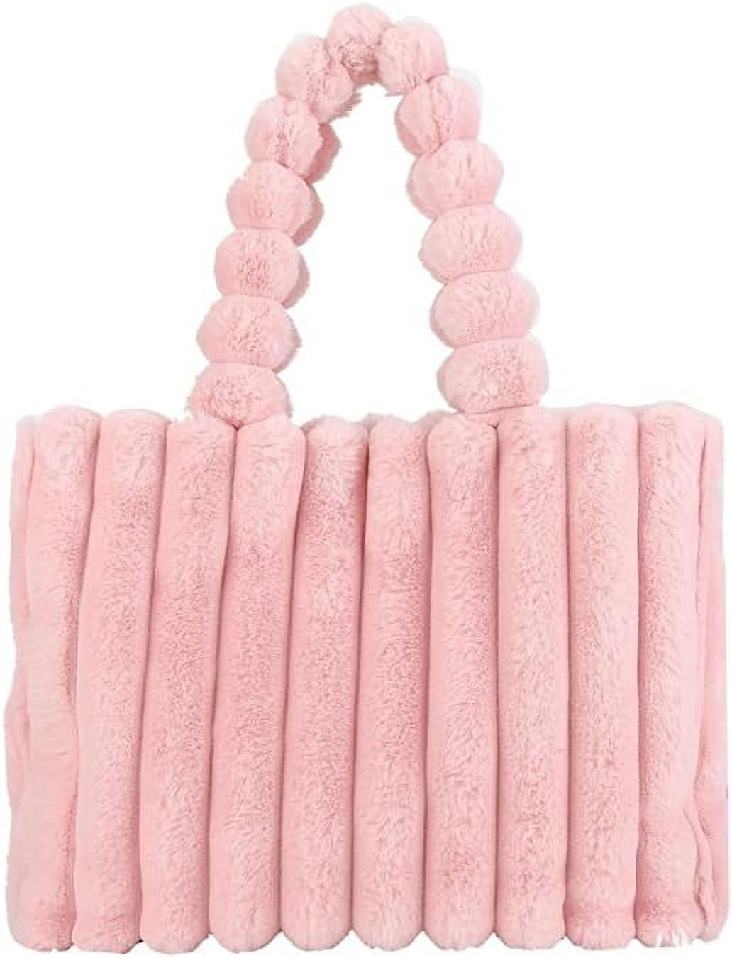 Furry Tote Bag For Women Fluffy Plush Handbag Large Tote Fuzzy Shoulder