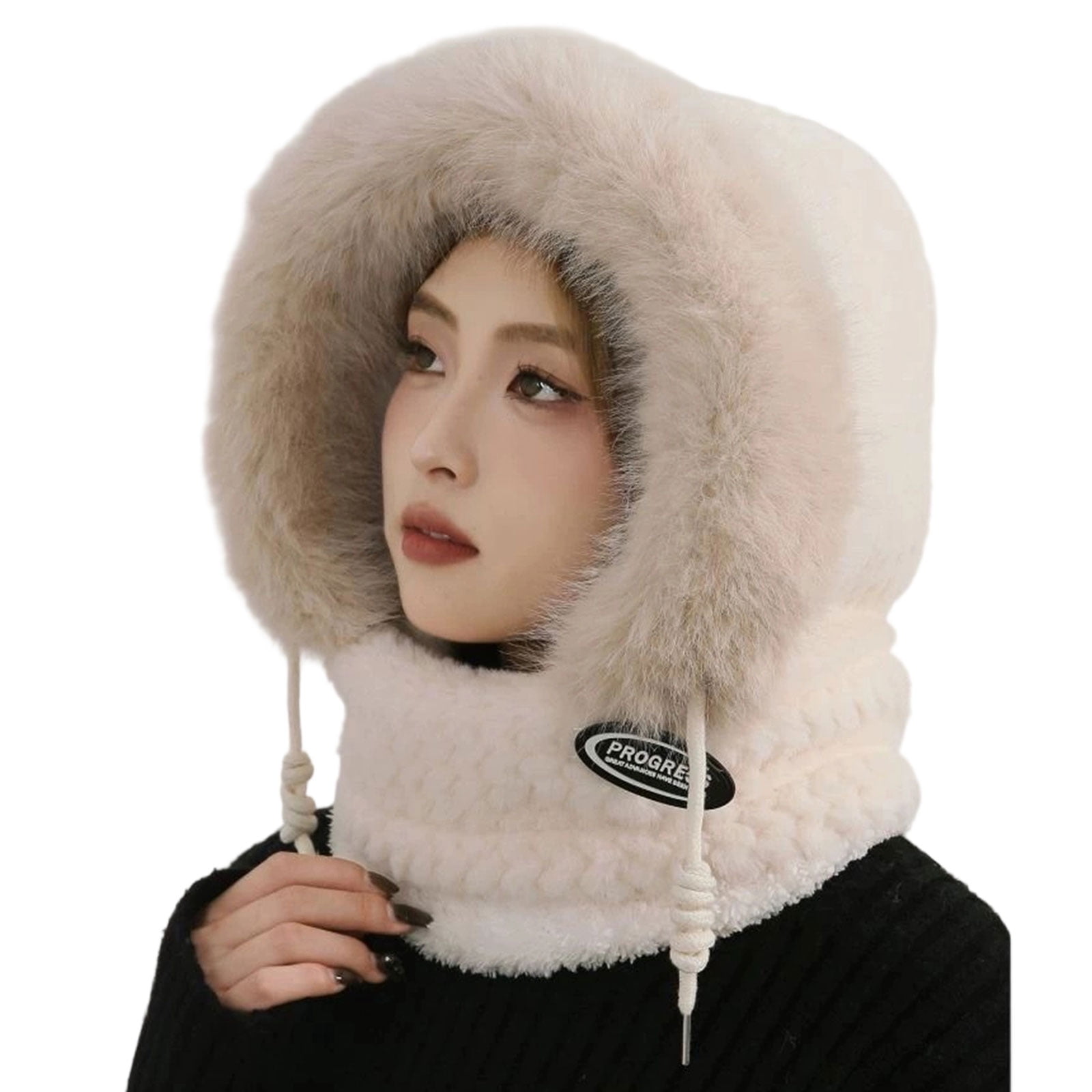 Furry Warm Winter Hat With Face Mask And Ear Protections For Cold ...