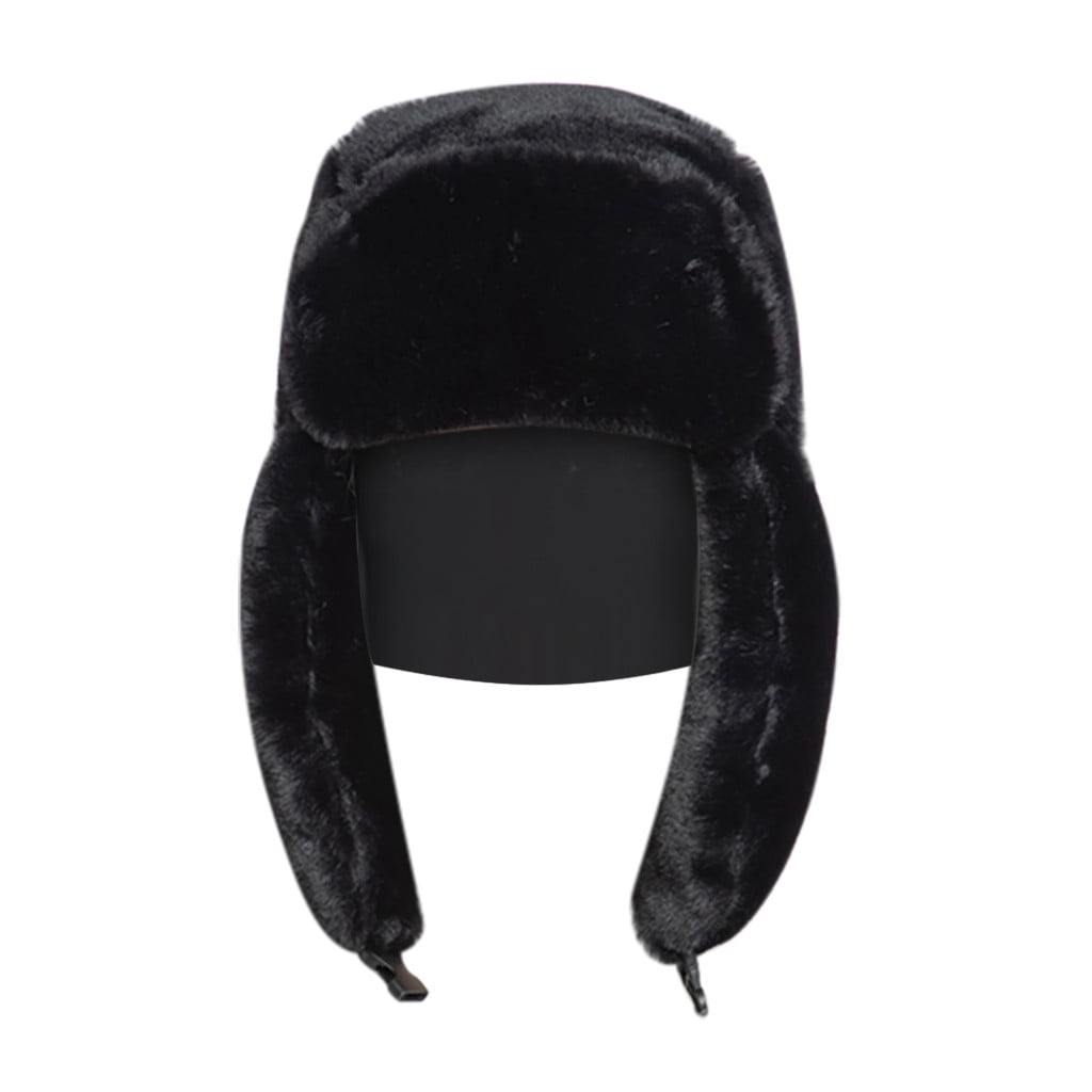 Furry Women's Bomber Hats Ladies Winter Plush Fake Thick Hat Ear ...