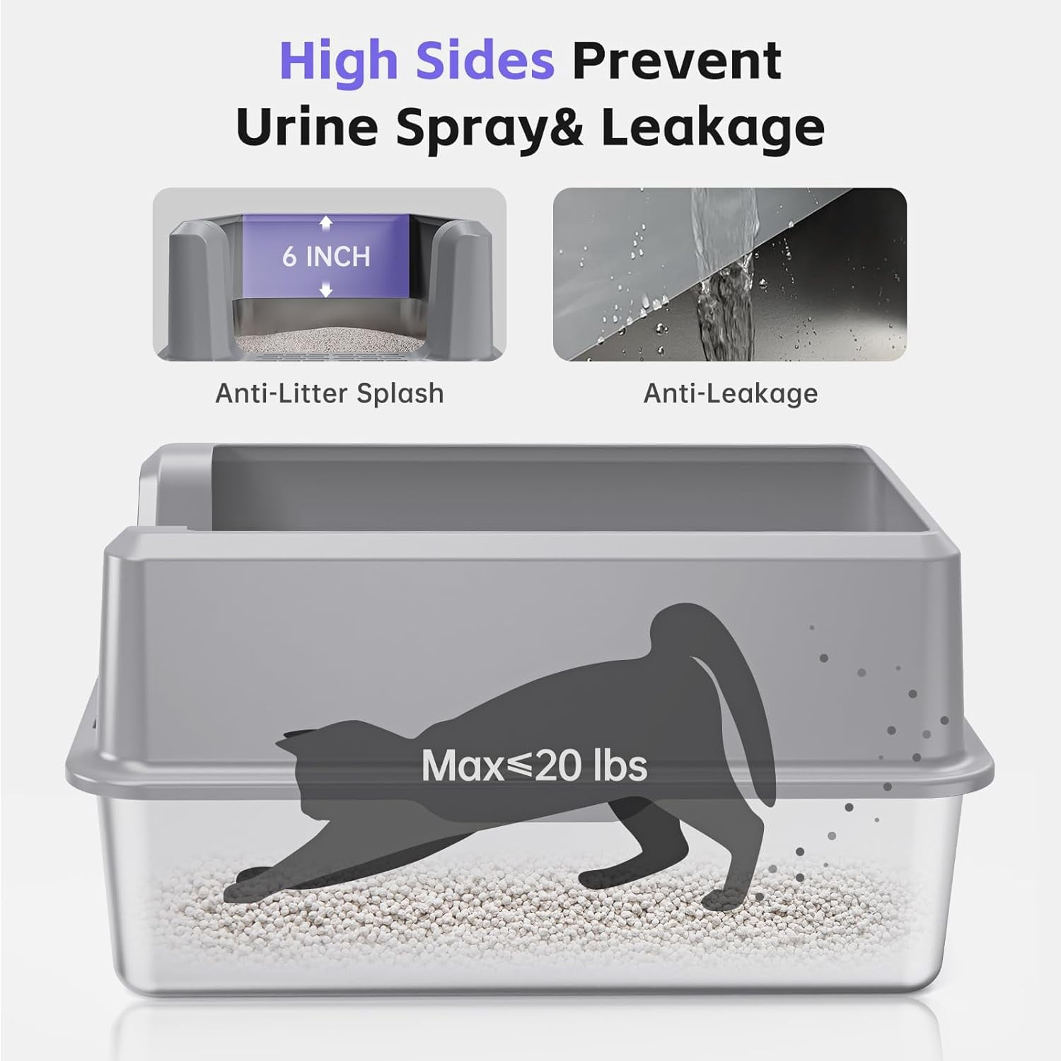 Furry friend Enclosed Stainless Steel Cat Litter Box with Lid, Odorless ...