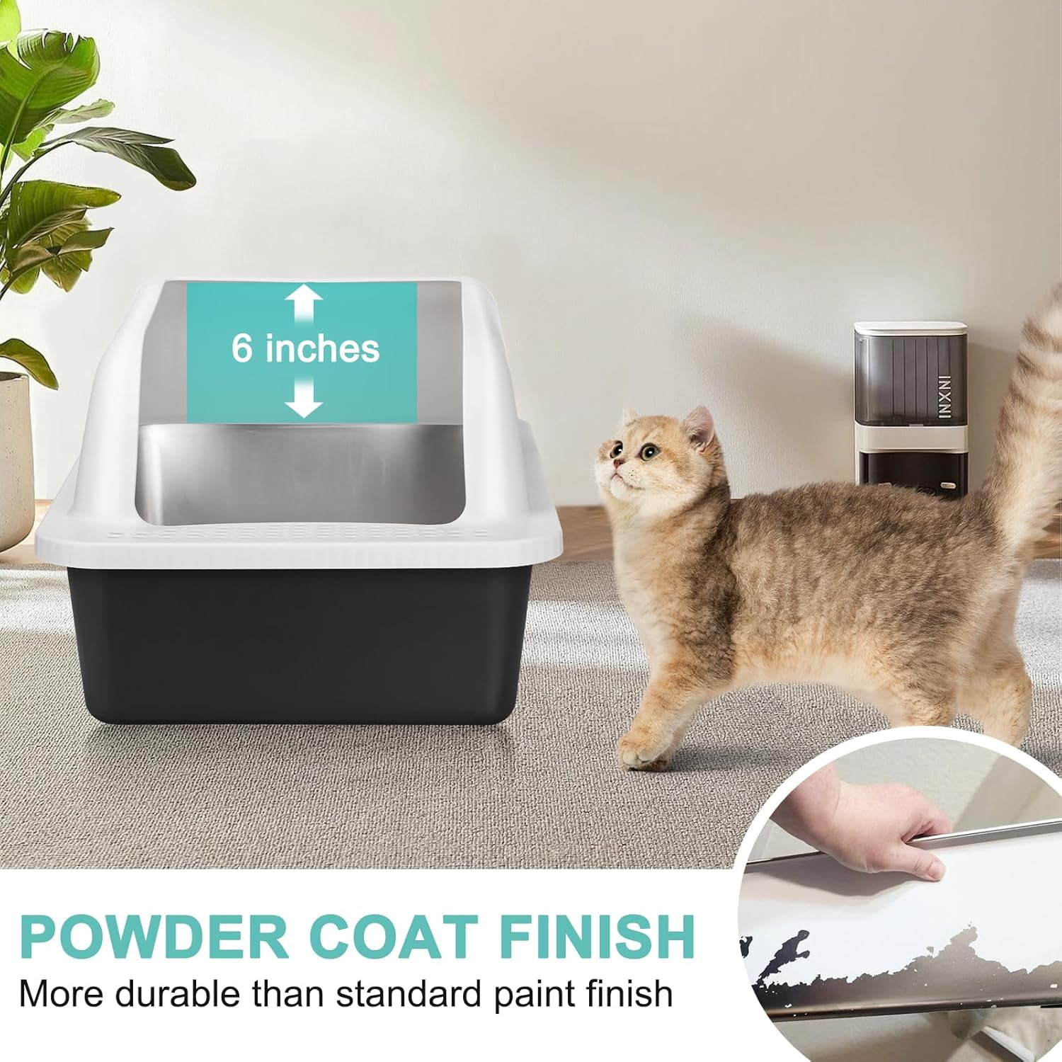 Furry friend Stainless Steel Cat Litter Box with Lid, XL Extra Large ...