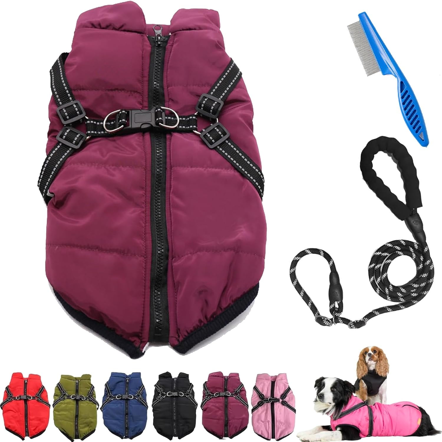 Dog Winter Coat, 3 in 1 Winter Jacket, Waterproof Windproof Dog Snow ...