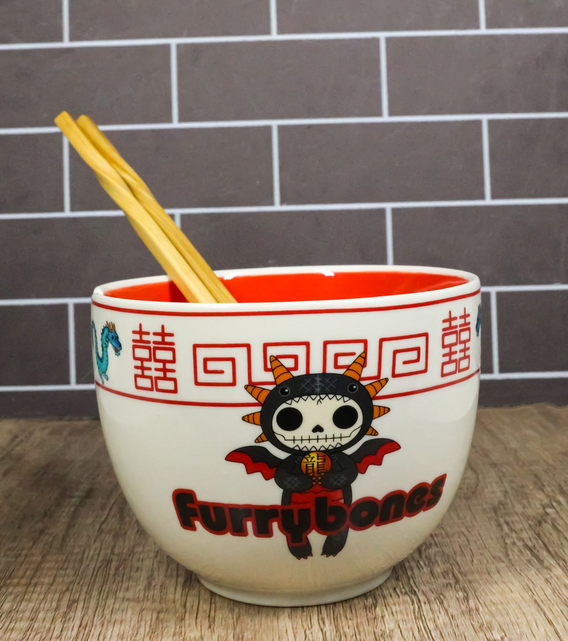 Furrybones Scorchie Dragon Skeleton White Porcelain Bowl With ...