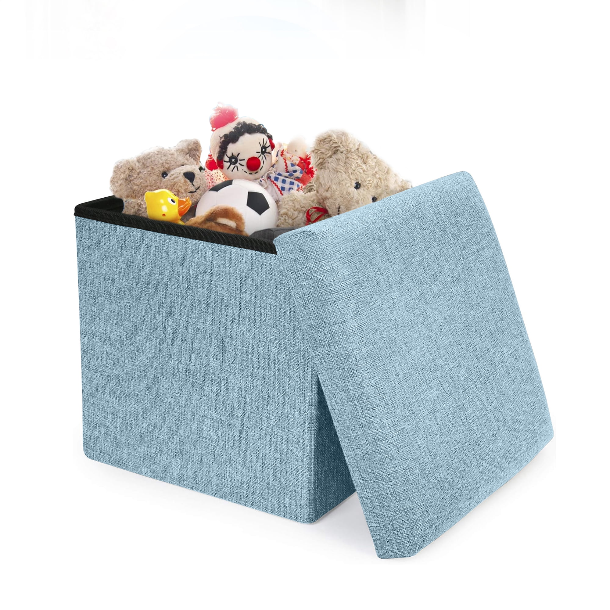 Furrygo 15" Collapsible Srorage Ottoman Cube - Linen Small Ottomans ...