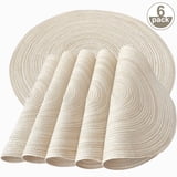 Sortora Beige Round Placemats, 15 inch, Washable, Non-Slip, Braided ...