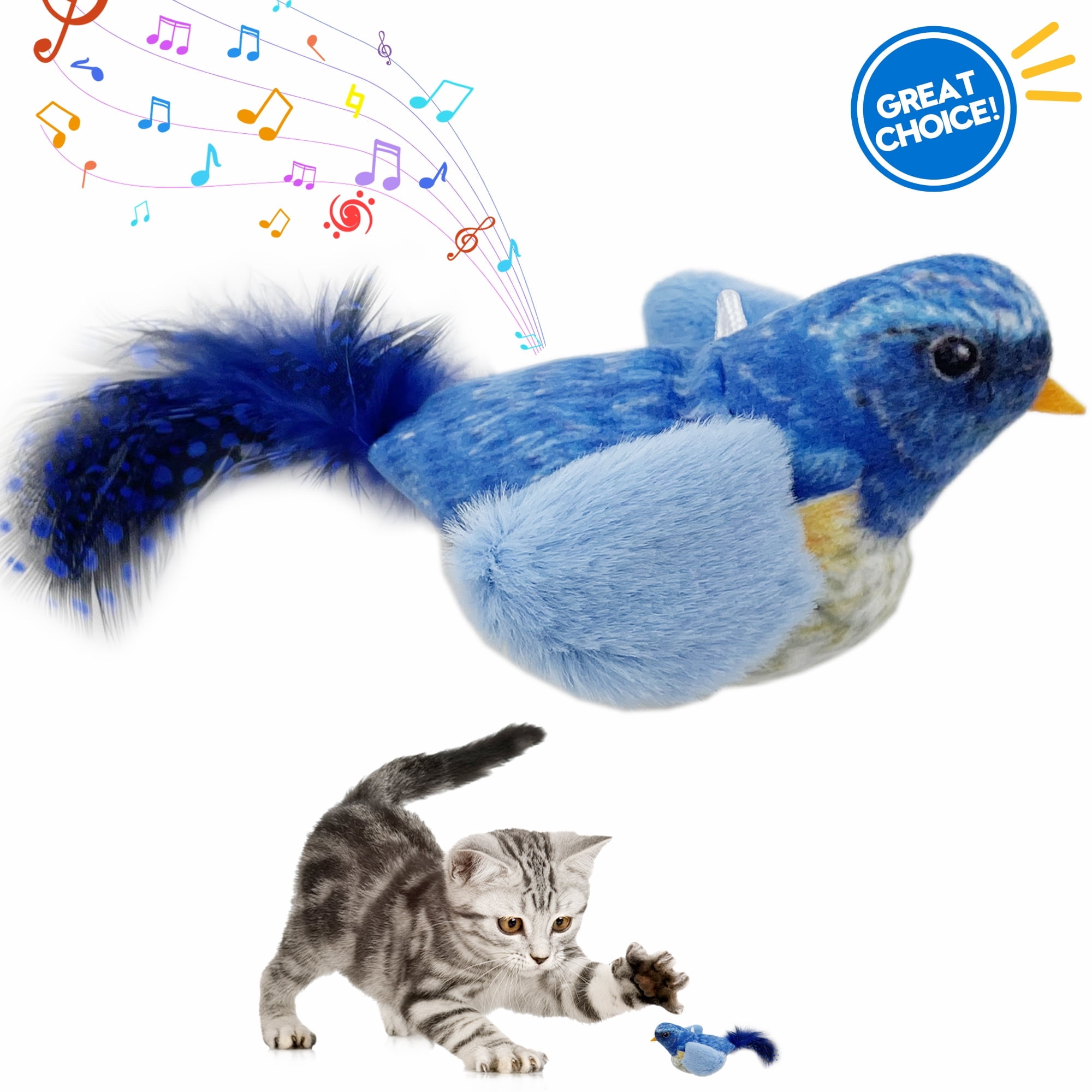 EVNELE Interactive Electronic Cat Toy, Automatic Chirping Bird Toy ...
