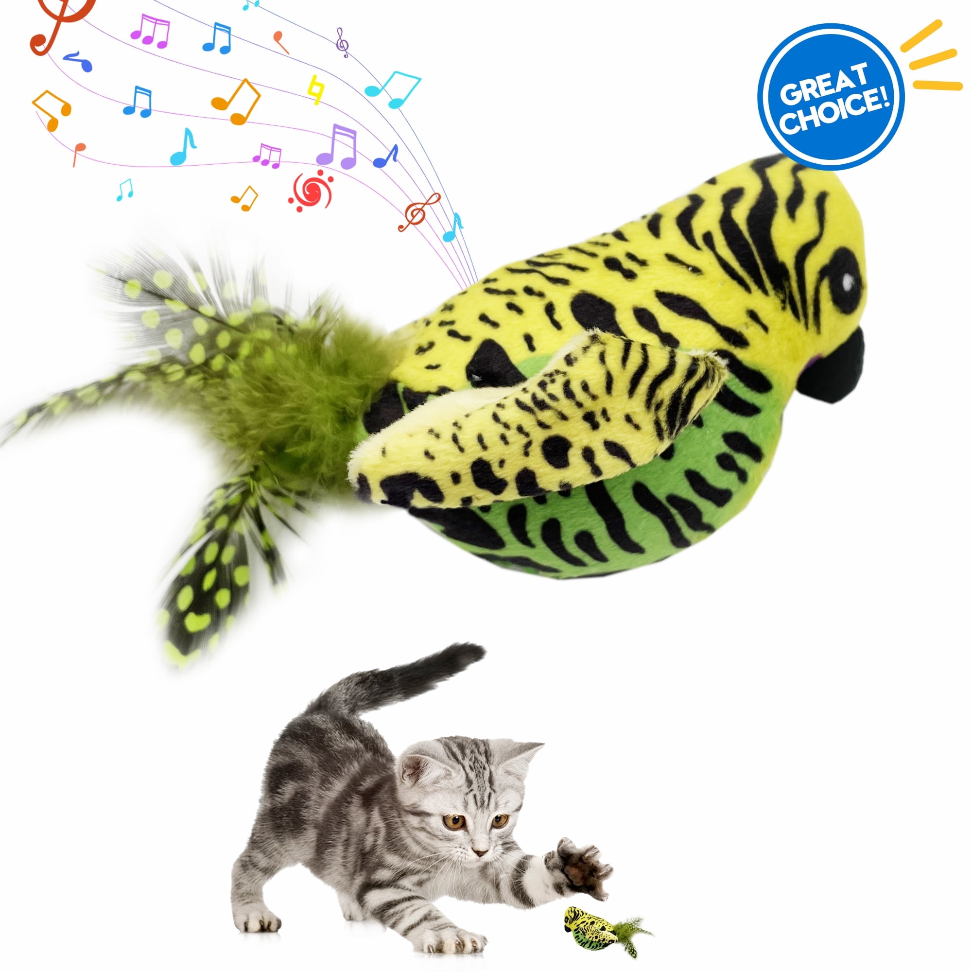 EVNELE Interactive Electronic Cat Toy, Automatic Chirping Bird Toy ...