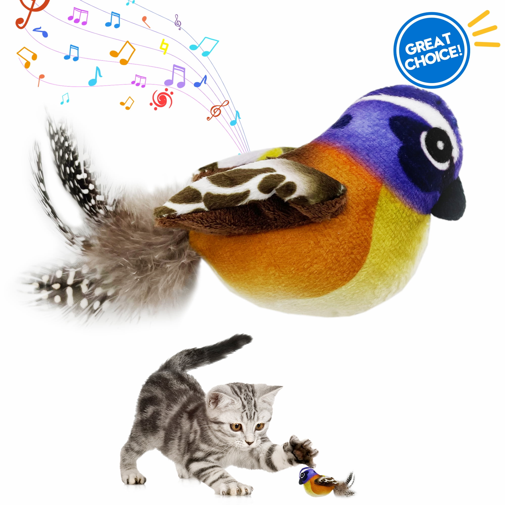 Furrygo Interactive Electronic Cat Toy, Automatic Chirping Bird Toy ...
