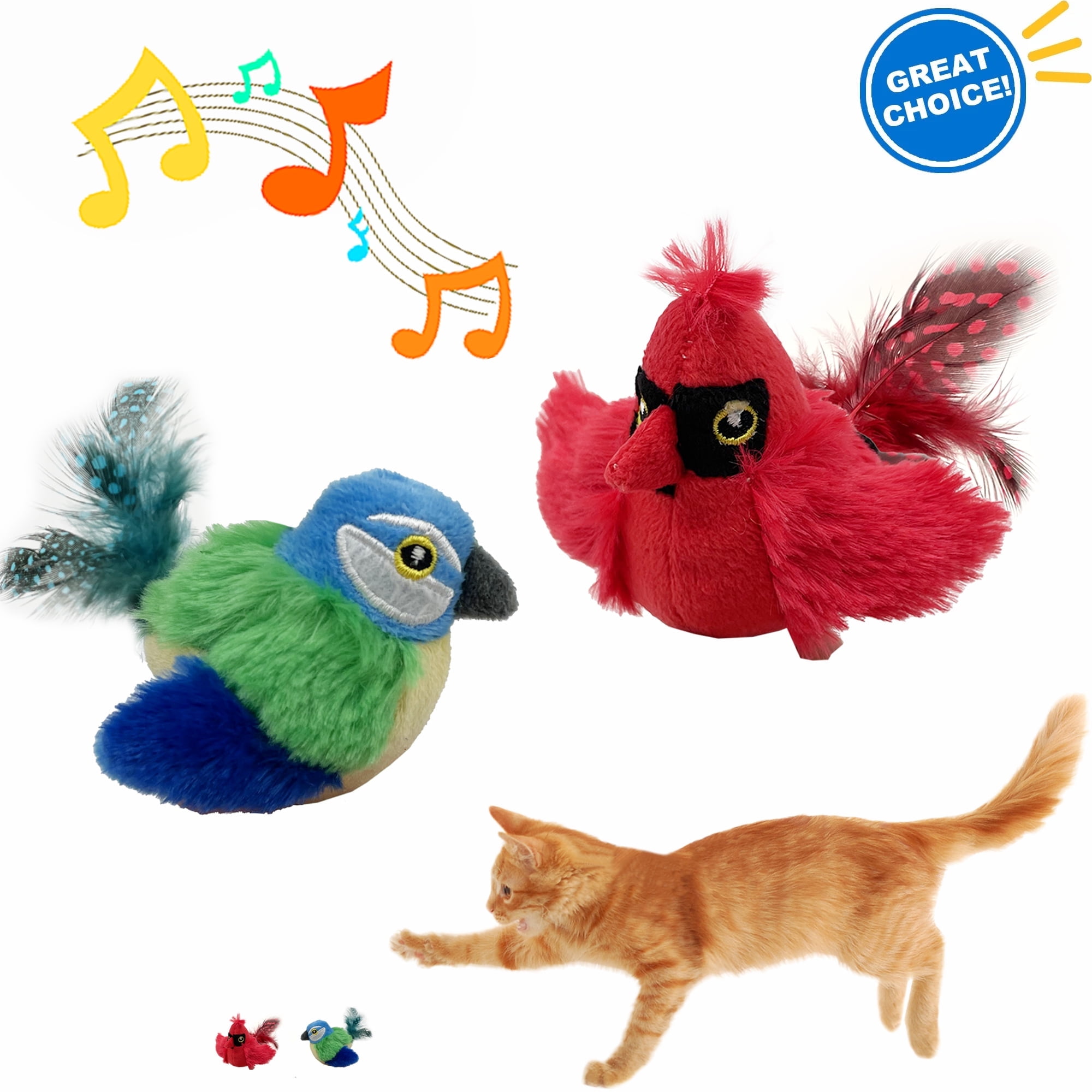 EVNELE Interactive Electronic Cat Toy, Automatic Chirping Bird Toy ...