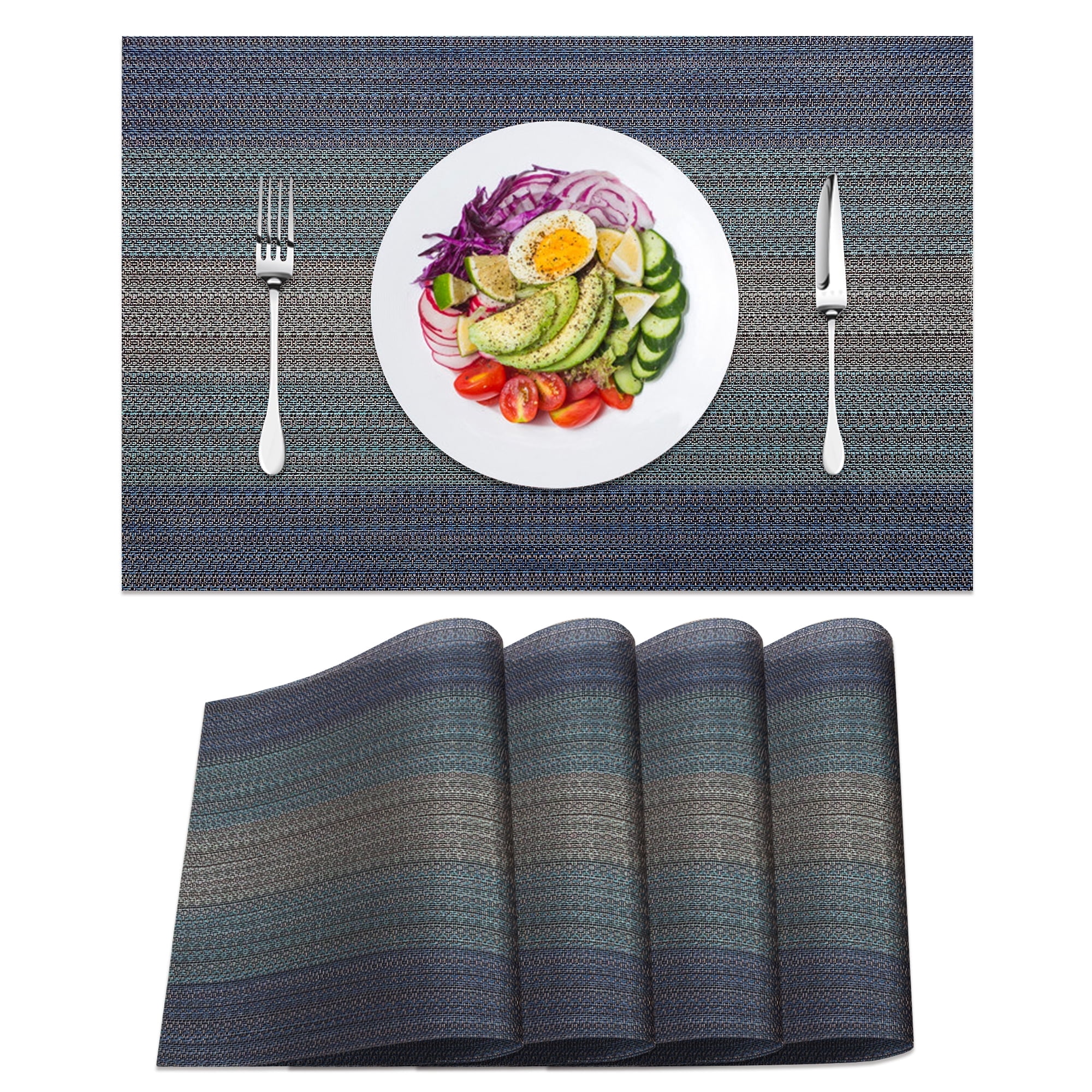 EVNELE Placemats Set of 4, Woven Vinyl Placemats, Heat-Resistant Non ...