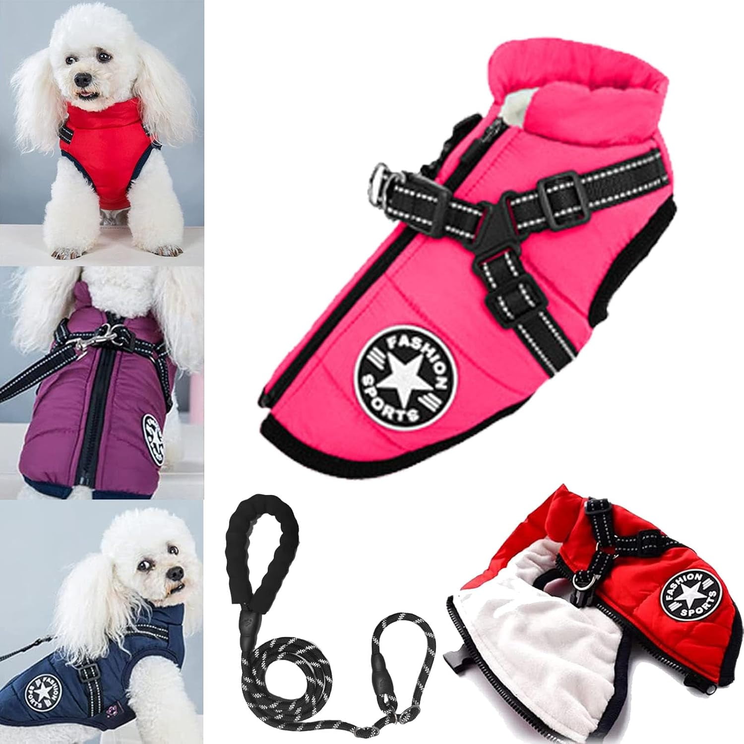 Furryking 3 in 1 Winter Jacket for Dogs, Waterproof Windproof Dog Snow ...