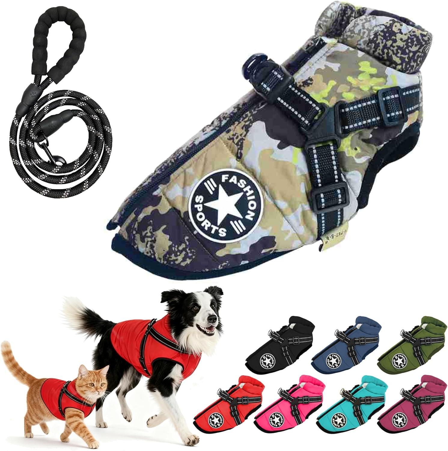 Furryking Dog Jacket with Harness, FurryKin 3 in 1 Winter Jacket for ...