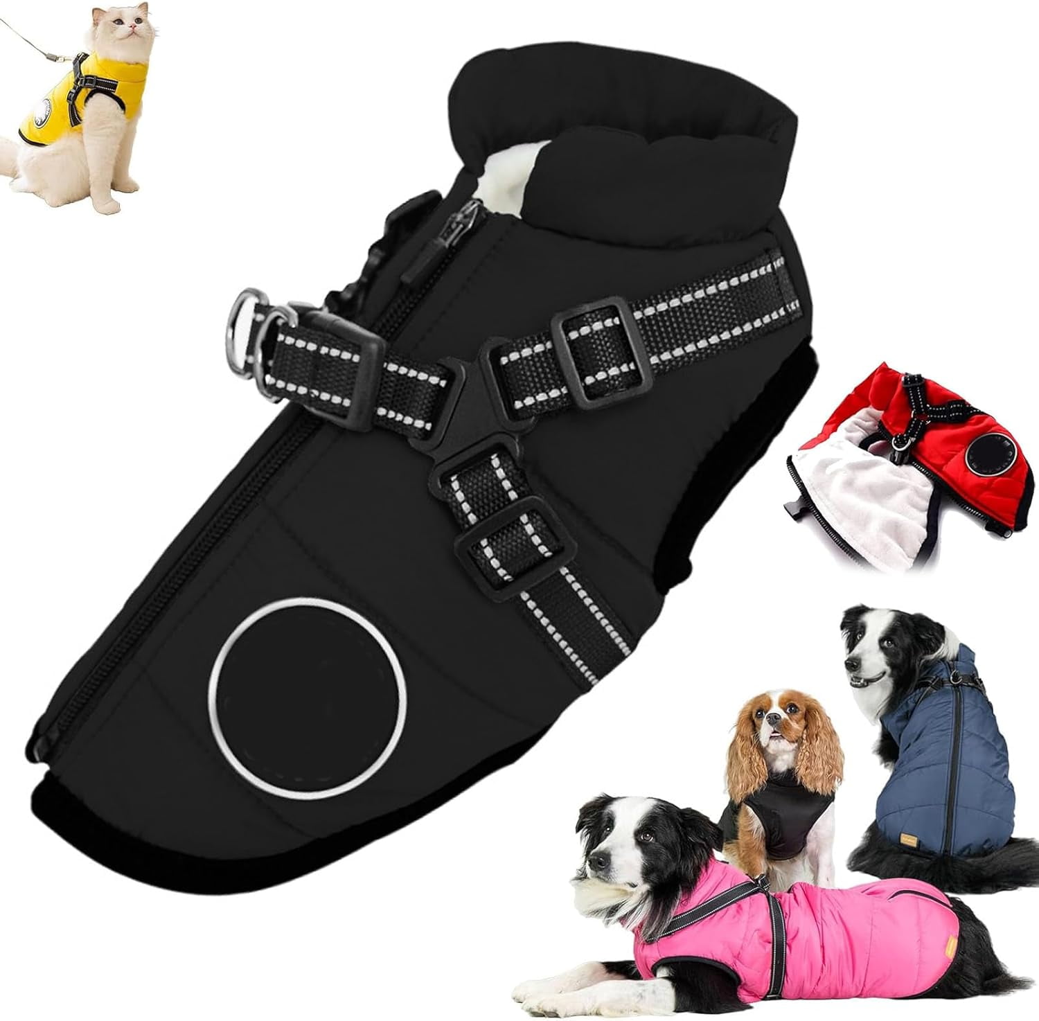 Furryking Dog Winter Coat, Furryking 3 in 1 Winter Jacket with Harness, Waterproof Windproof Dog ...