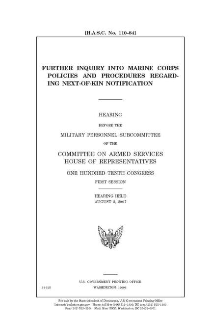 Further inquiry into Marine Corps policies and procedures regarding ...