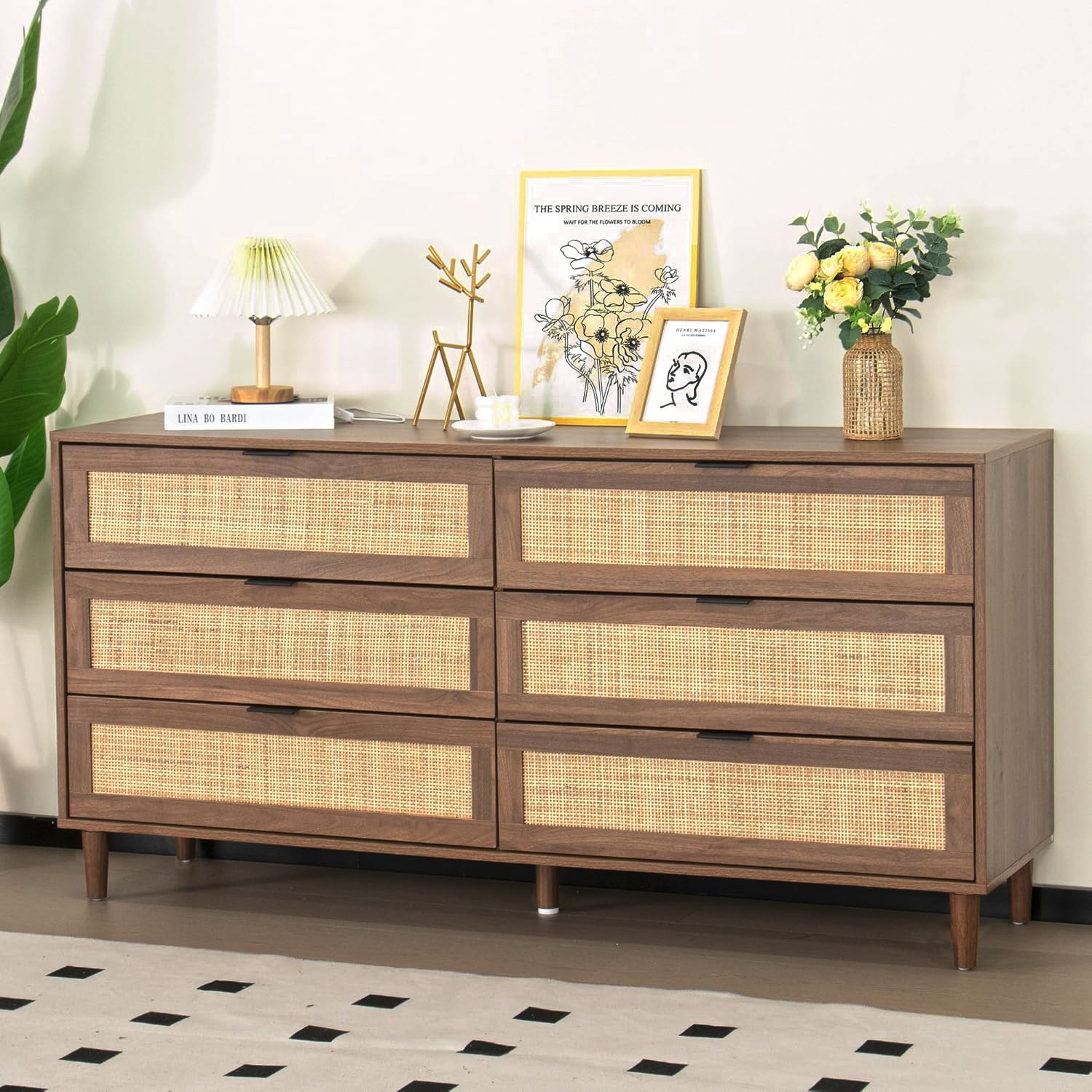 Wampat 47" Dresser for Bedroom with 6 Drawers, Wide Modern Chest of ...