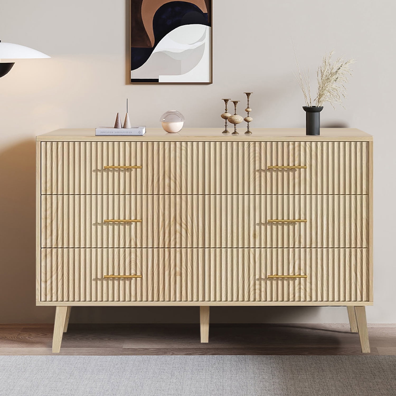 Furtivusia 6 Drawers Double Dresser for Bedroom, Modern Chest of Drawer ...