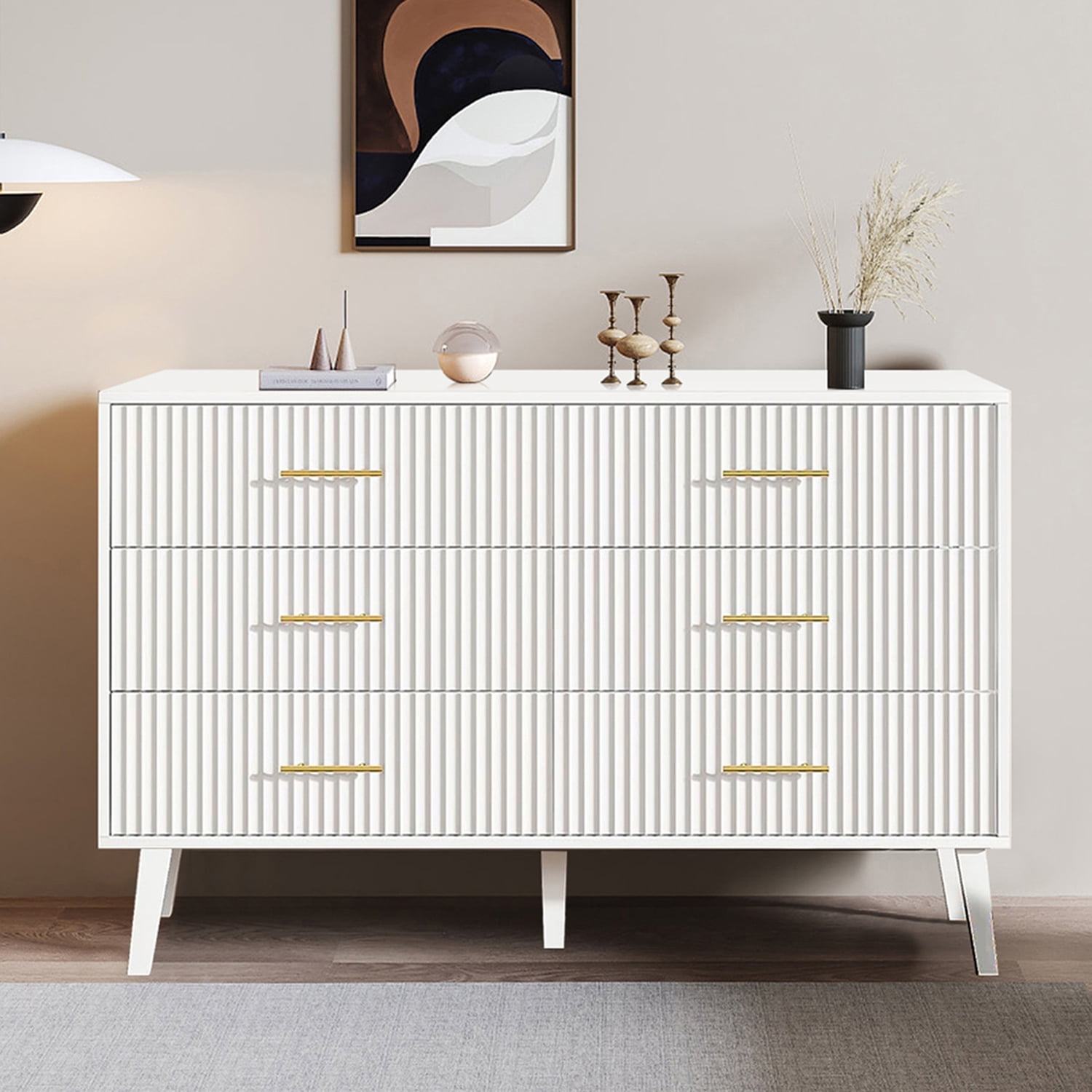 Furtivusia 6 Drawers Double Dresser for Bedroom, Modern Chest of Drawer ...