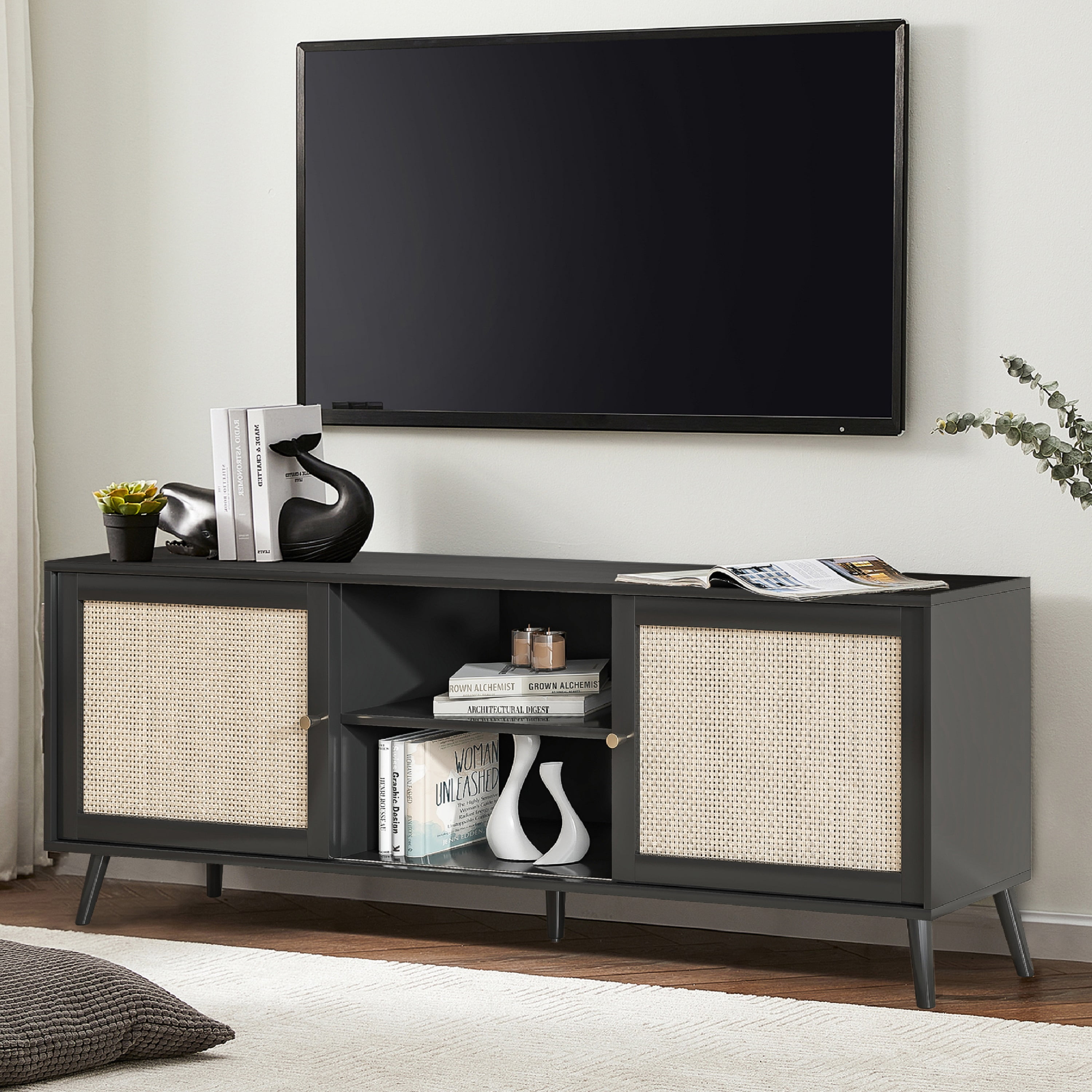 Furtivusia Entertainment Center for Tvs 75 inch, Open Shelf TV Stand ...