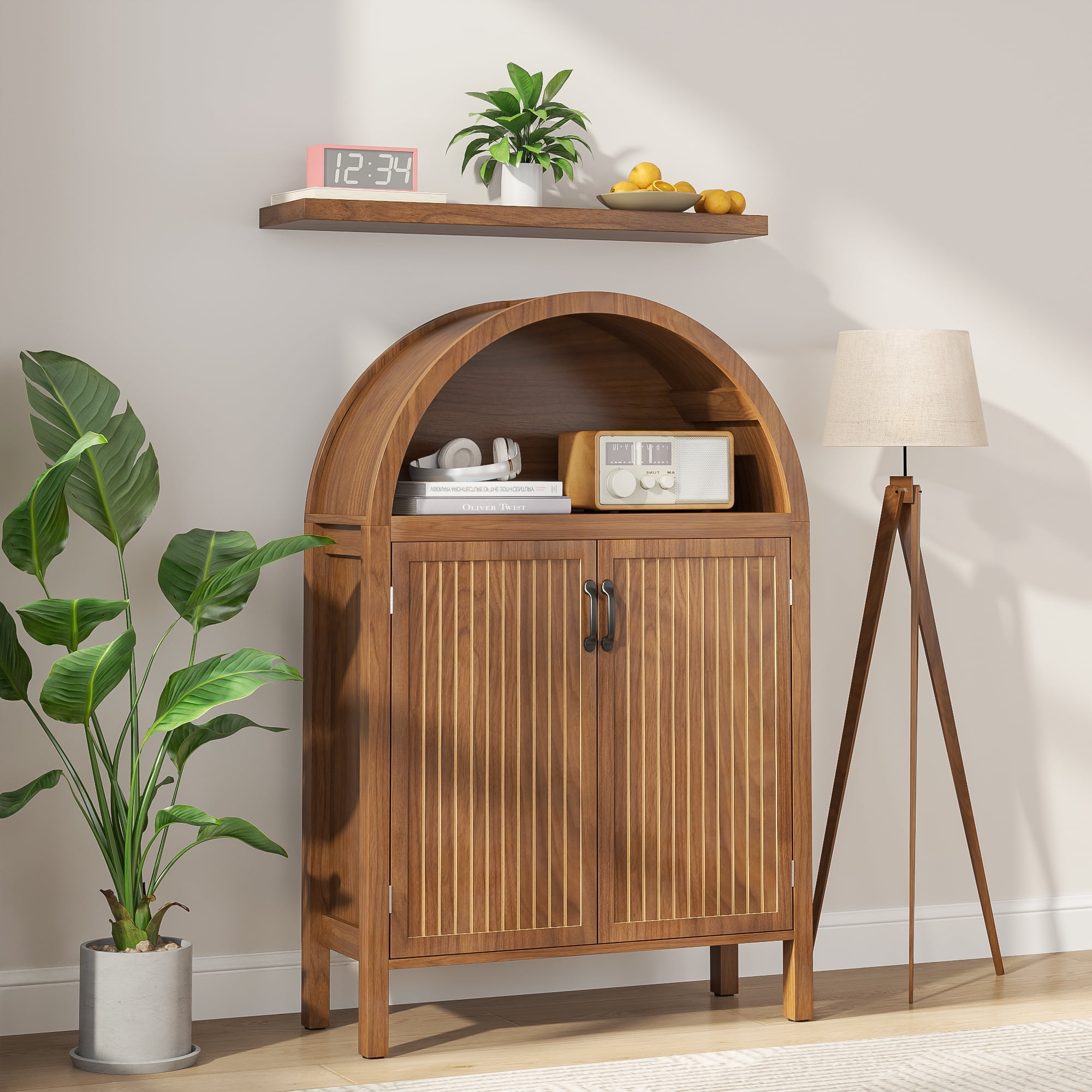 Furtivusia Sideboard Buffet Cabinet with Doors, Arch Kitchen Pantry ...