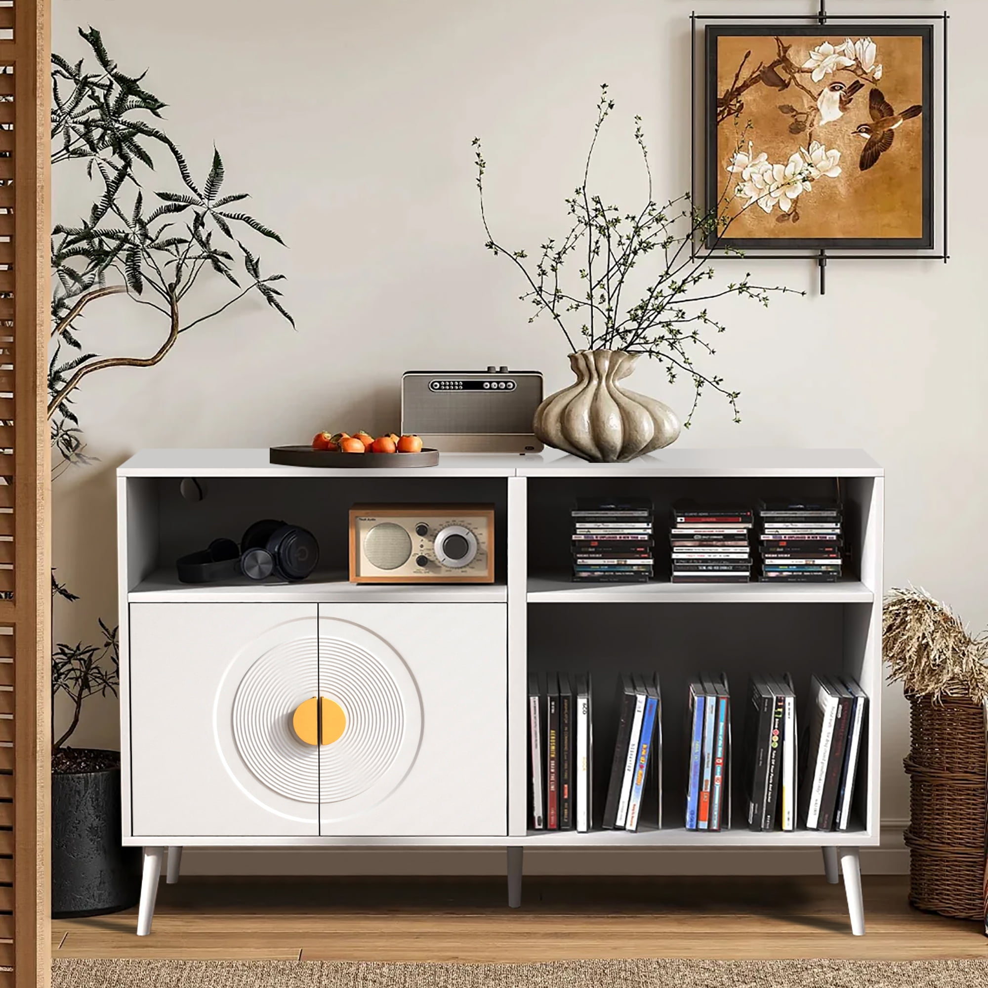 Furtivusia Vinyl Record Player Stand, Mid-Century Modern Turntable ...