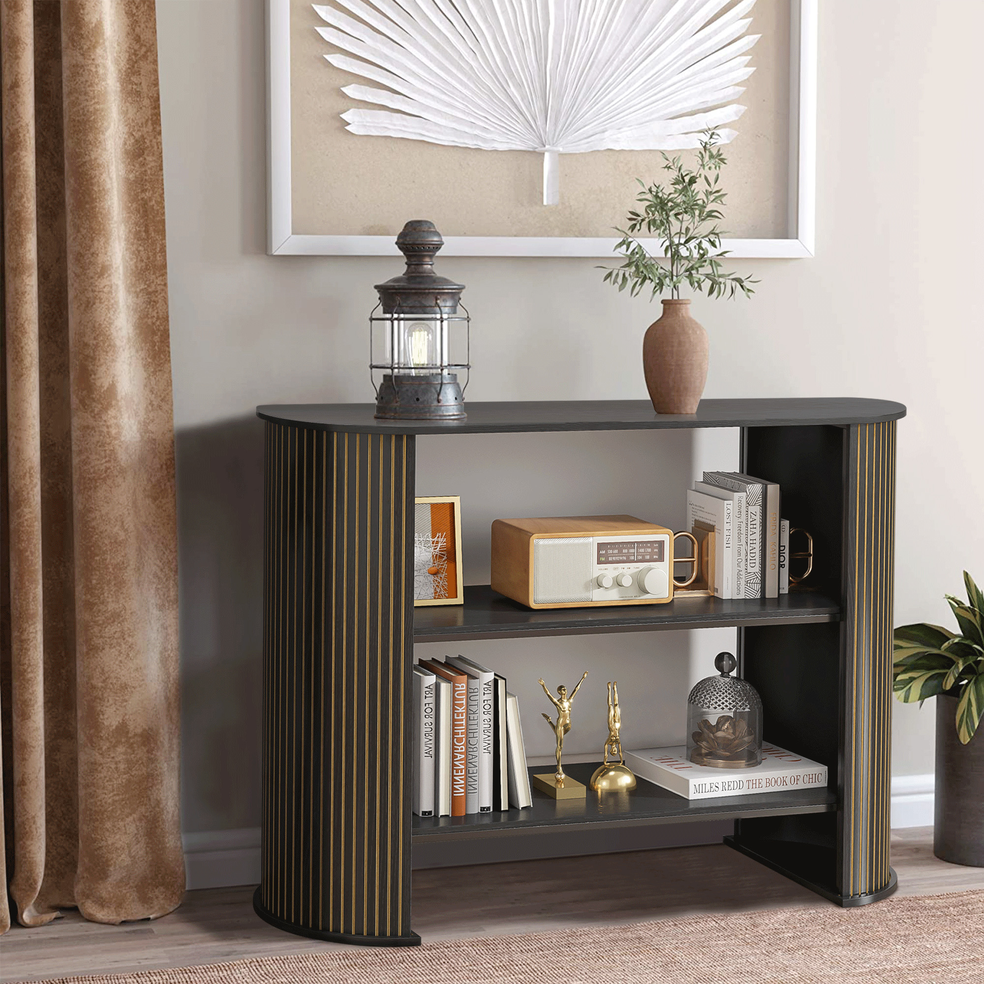 Furtivusia Wooden Console Table, Entryway Table with Open Shelves, 3 ...