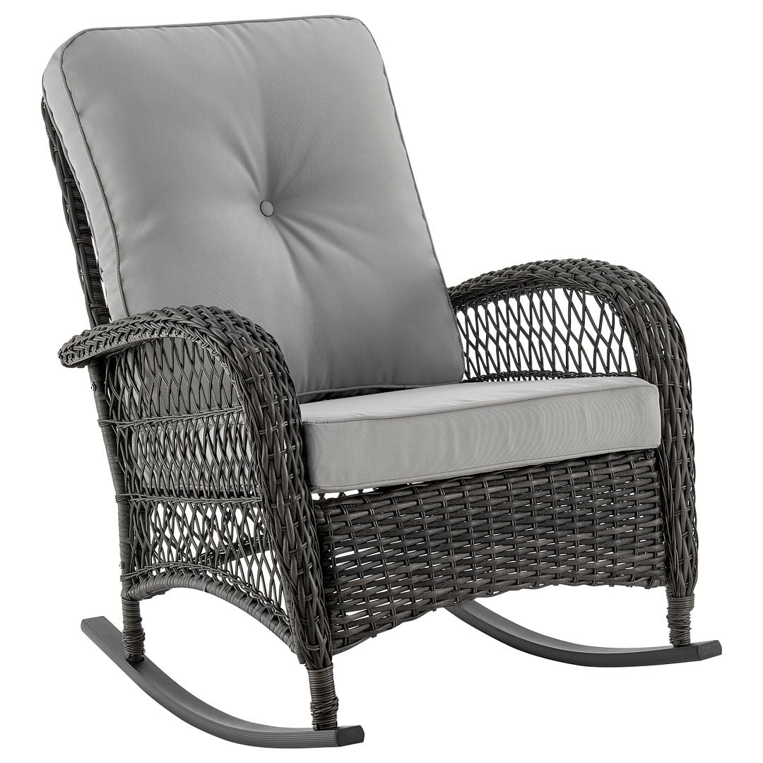 Furttuo Steel Rattan Outdoor Rocking Chair with Cushions - Walmart.com