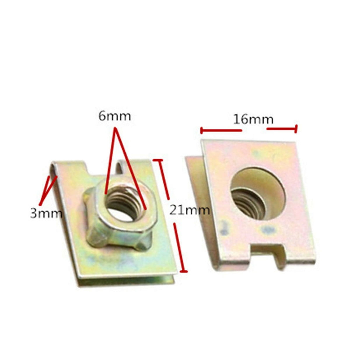 Furulu 10 Pcs 6mm/M6 Spring U-Type Clips Speed Nut For Car Panel Fender ...