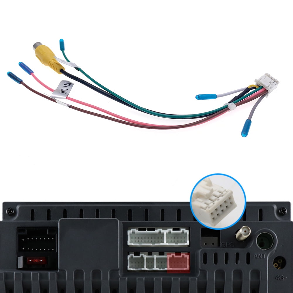 Furulu 10 Pin Car RCA Rear View Camera Video Input Cable Adapter Wiring ...
