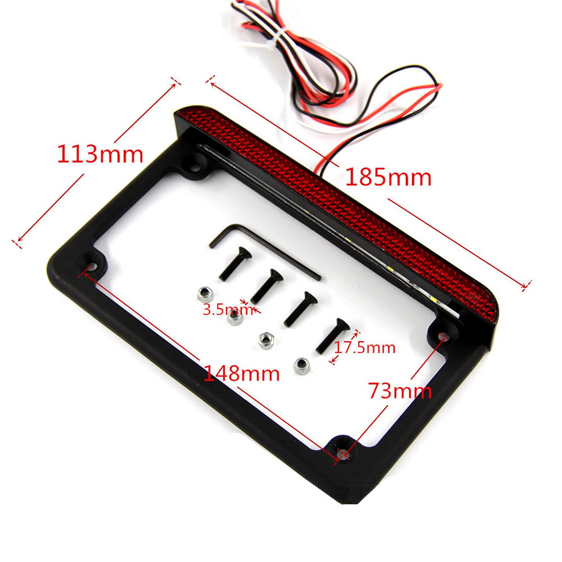 Furulu 12V LED Motorcycle License Plate Mounting Frame w/ Tail Brake ...