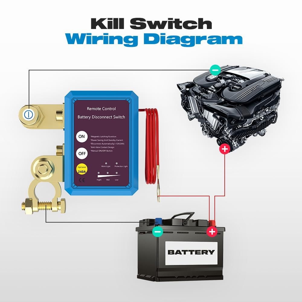 Furulu 12v 240A Car Battery Disconnect Switch Automatic Cut Off ...