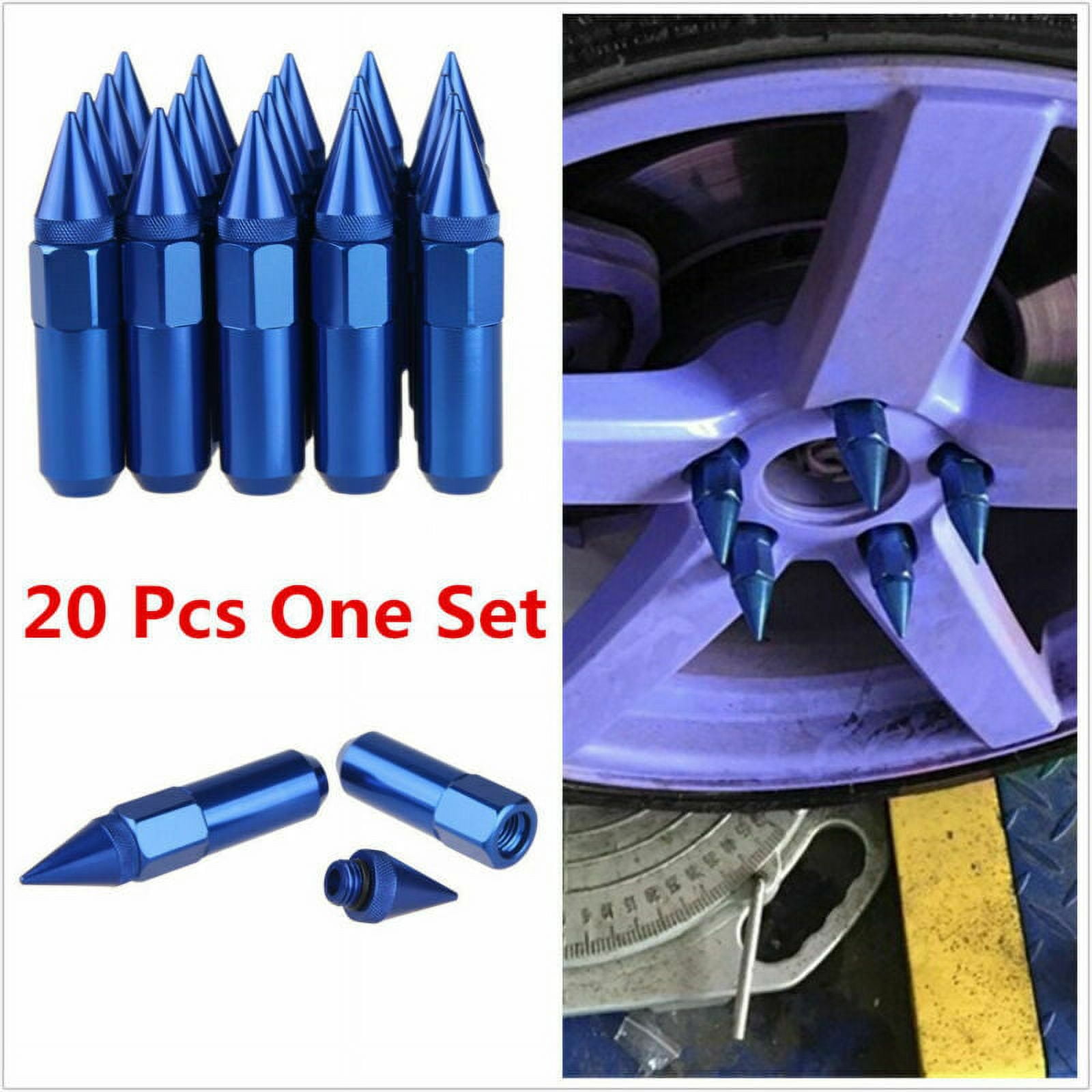 Furulu 20 Pcs Aluminium Blue Spiked M12XP1.5 60mm Car Wheel Rim ...