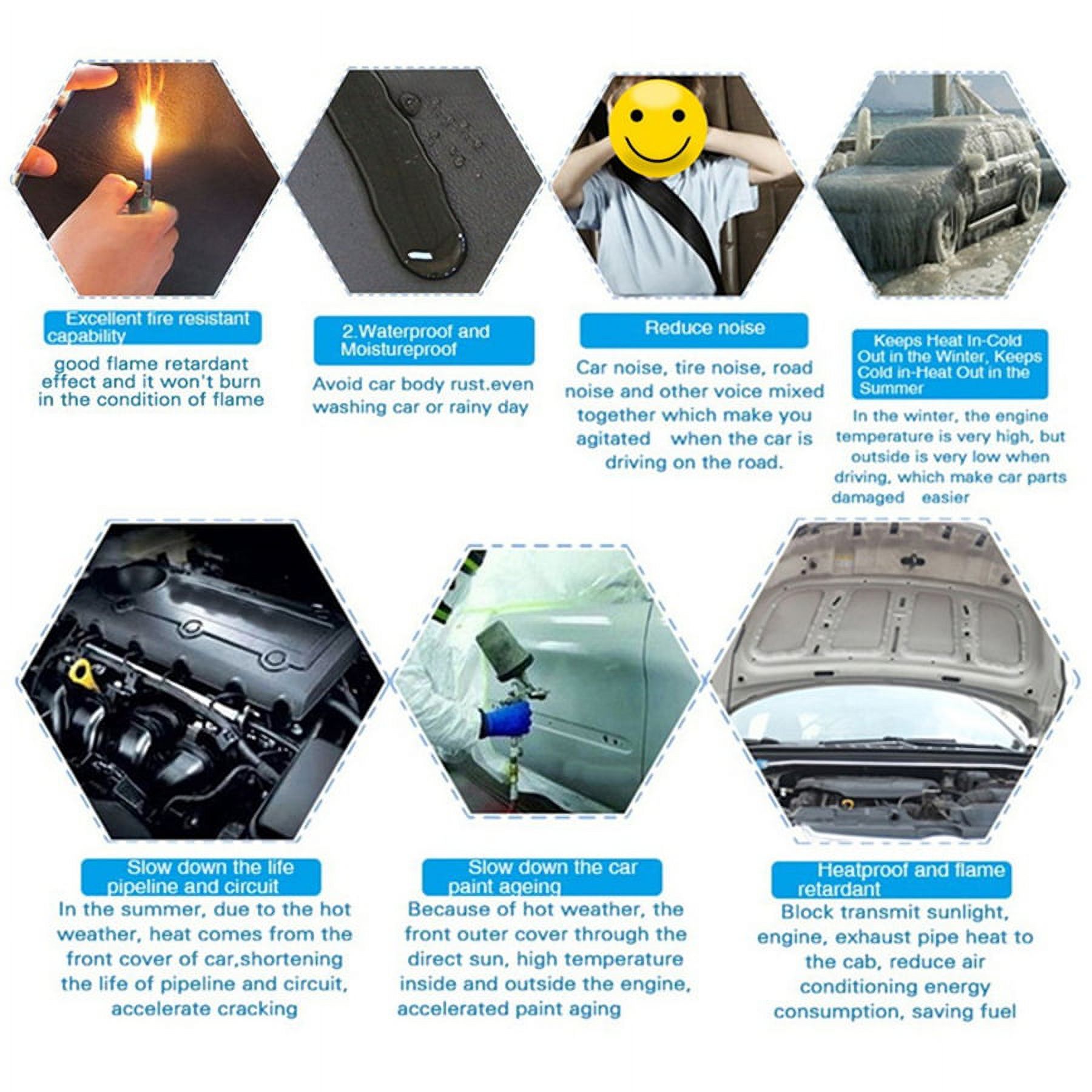 Furulu 200cmx50cm 5mm Car Hood Engine Firewall Heat Mat Deadener Sound ...