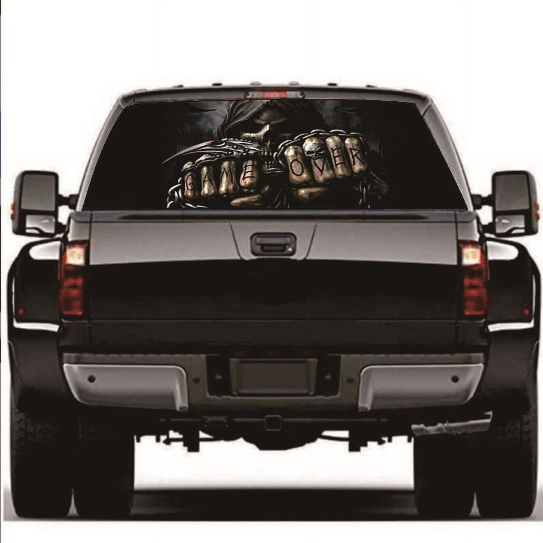 Furulu 22"x 65" Car Rear Window Sticker Skull Cool Decal Window Graphic ...