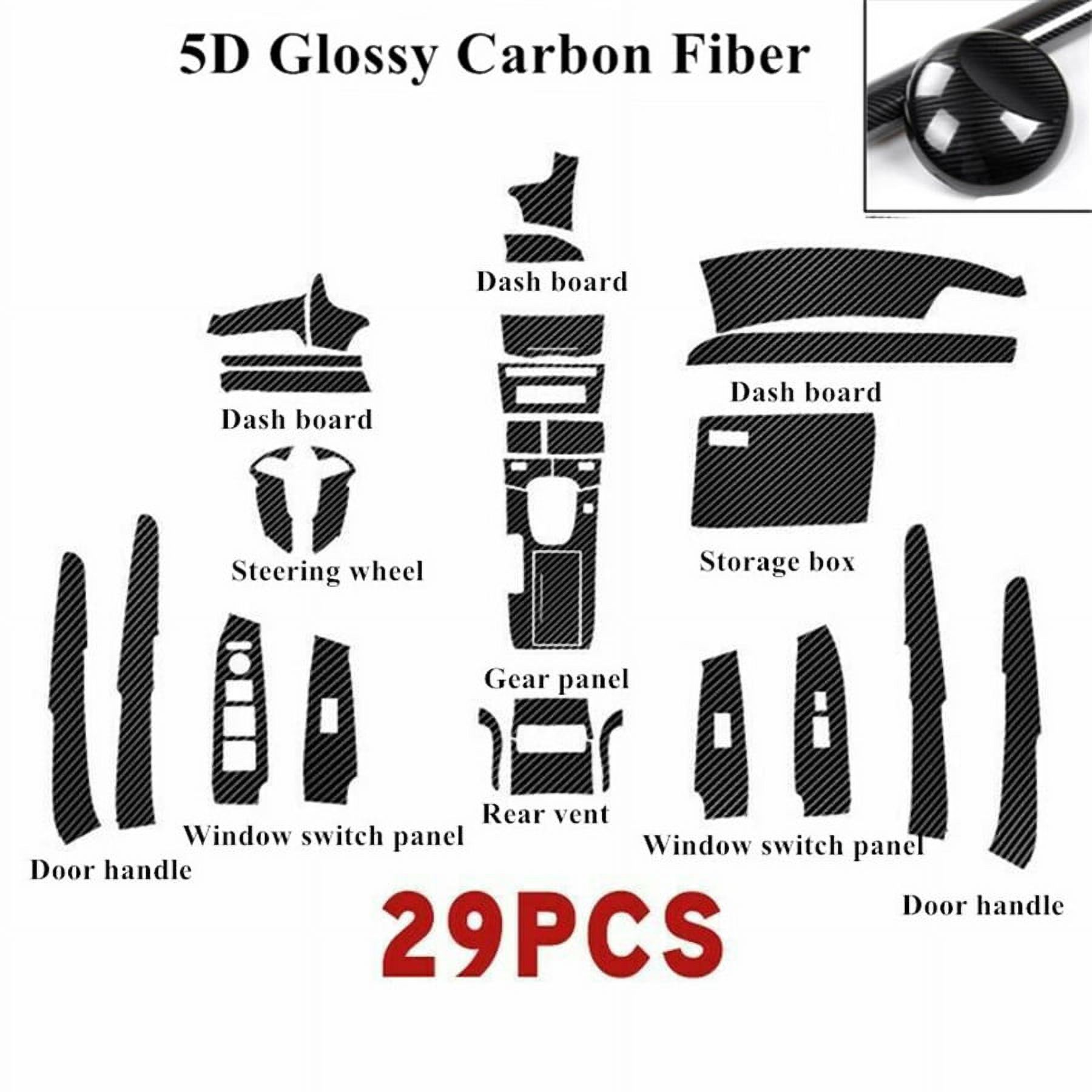 Furulu 29Pcs Glossy Carbon Fiber Style Car Interior Stickers For Honda ...