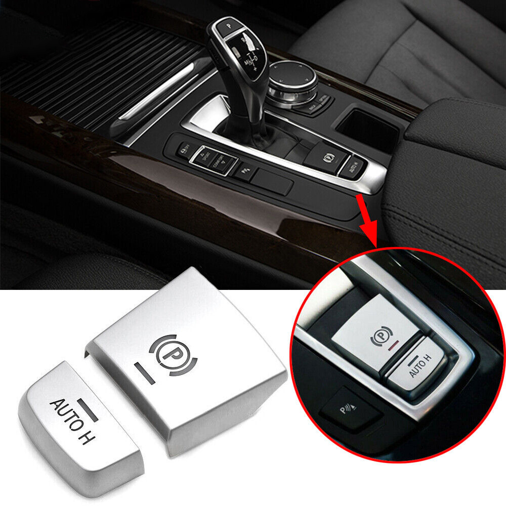 Furulu 2X Handbrake Auto Hold Button Switch Cover Chrome Trim For BMW 5 ...