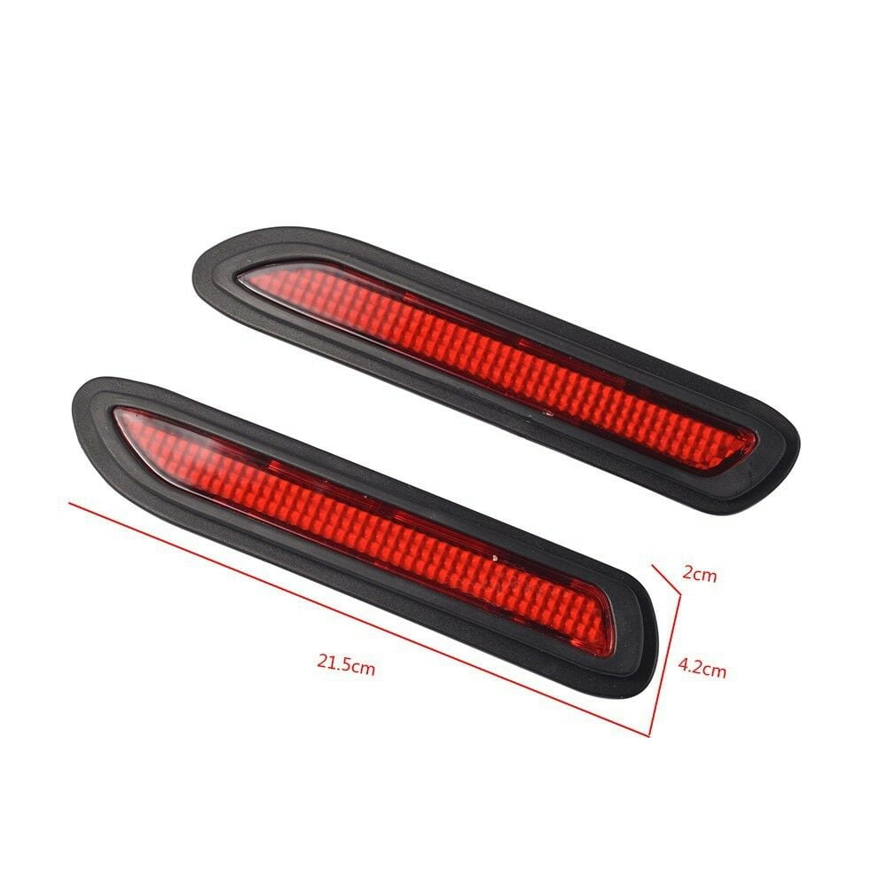 Furulu 2pcs Car Red Lens LED Rear Bumper Reflectors Brake Fog Warning ...
