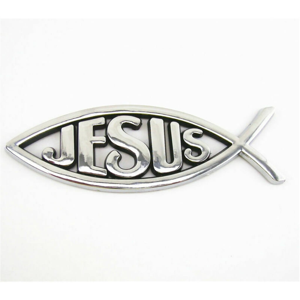 Furulu 3D Car sticker Silver Jesus Fish Emblems Christian Symbol ...