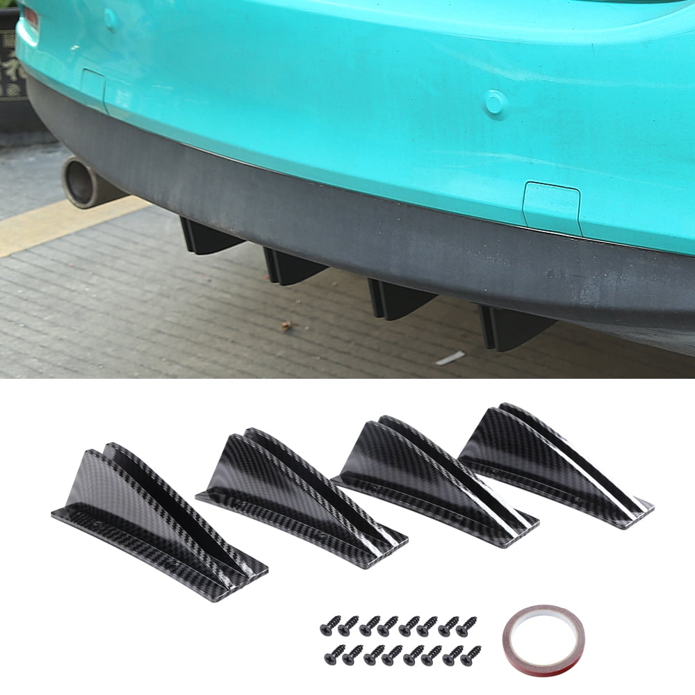 Furulu 4X Pcs ABS Carbon Fiber Look Car Rear Bumper Diffuser Spoiler ...